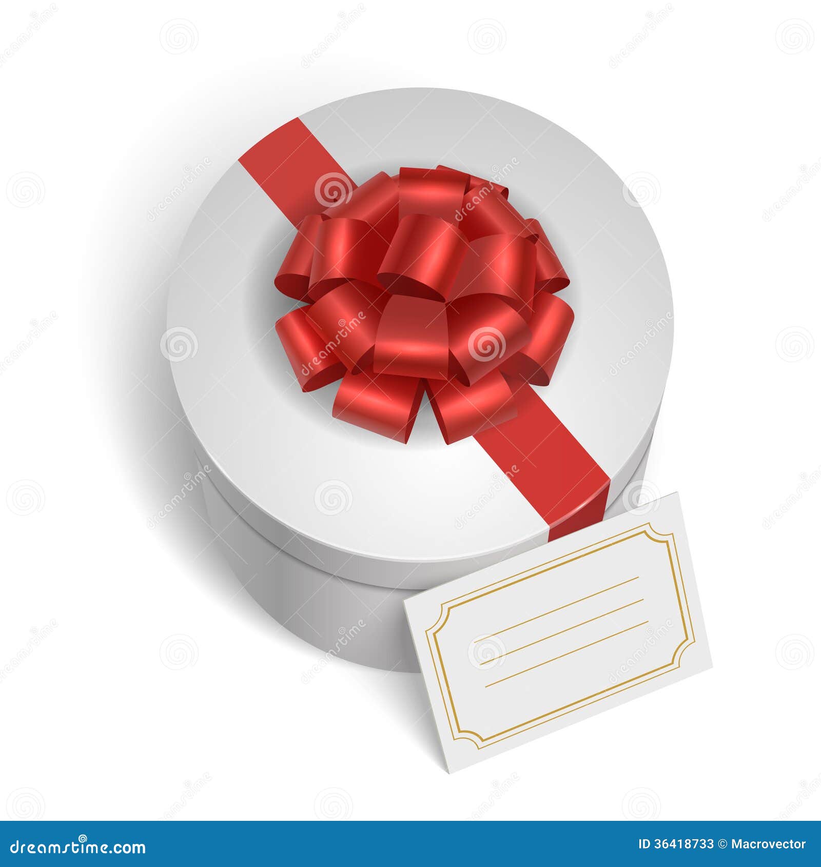 Classic Gift Box with Red Ribbon and Bow Stock Vector - Illustration of ...