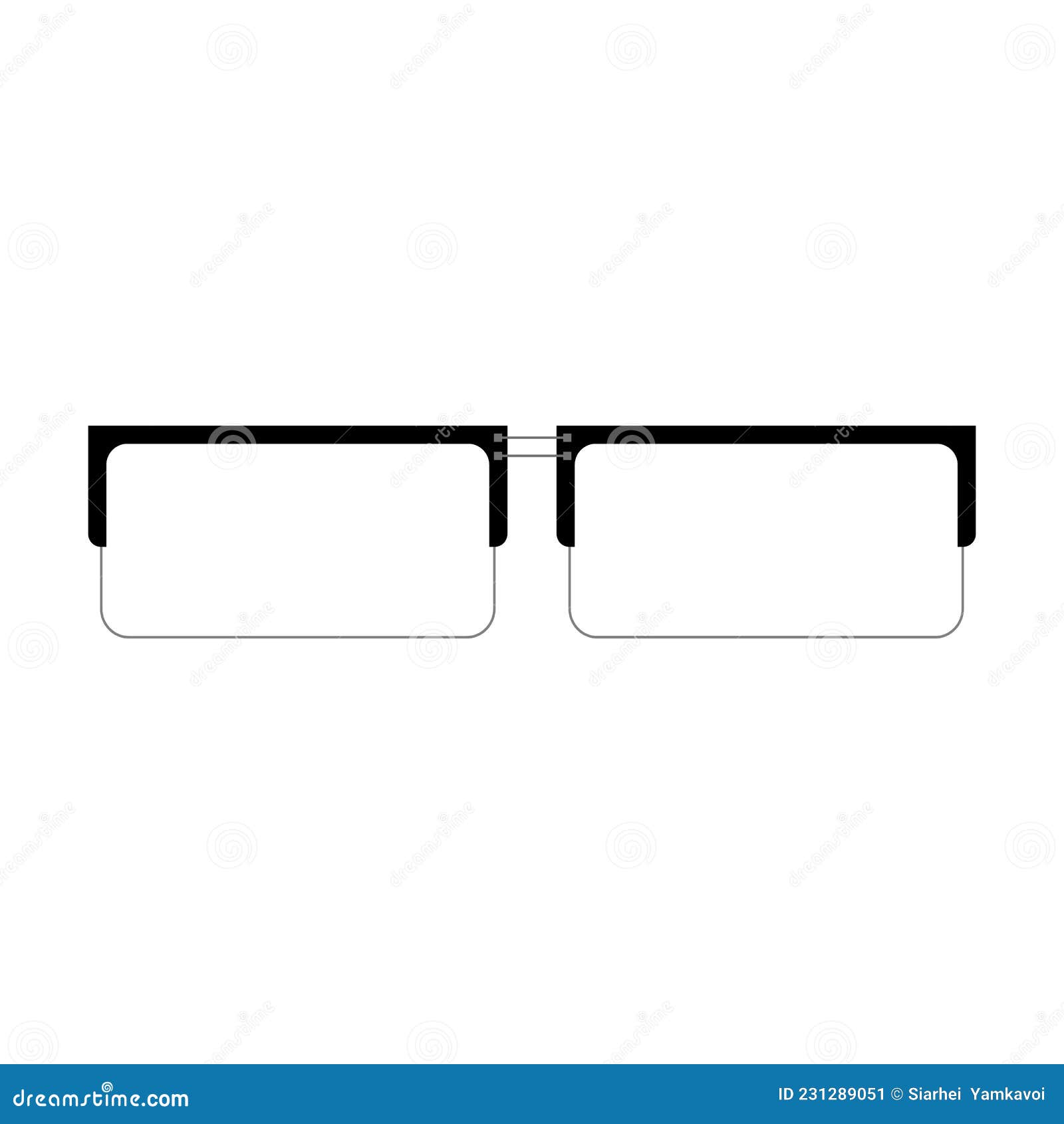 Classic Glasses with Rectangular Transparent Lenses. Vector Clipart on ...