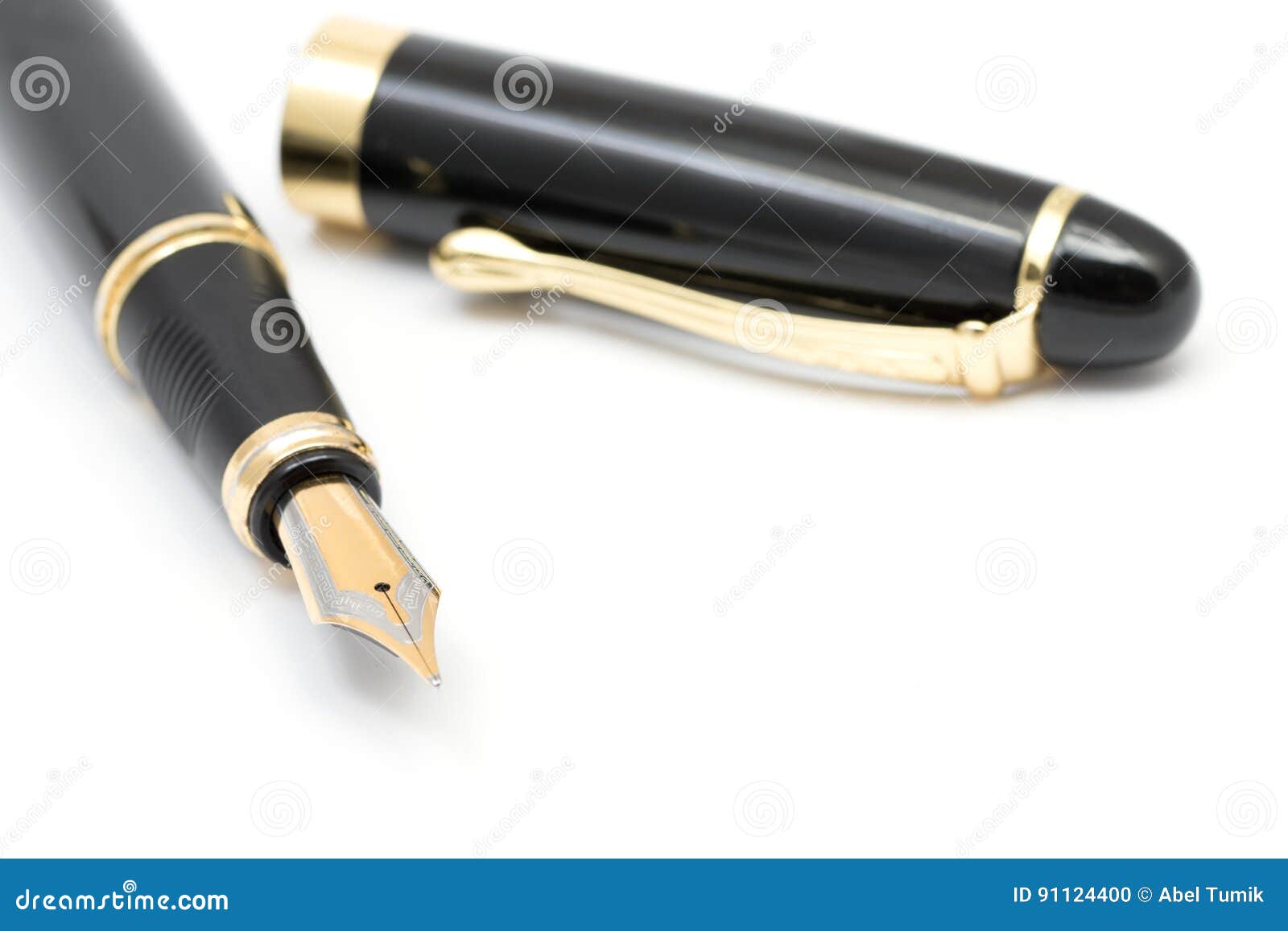 Classic Gold Fountain Pen with Cap Stock Photo - Image of color ...