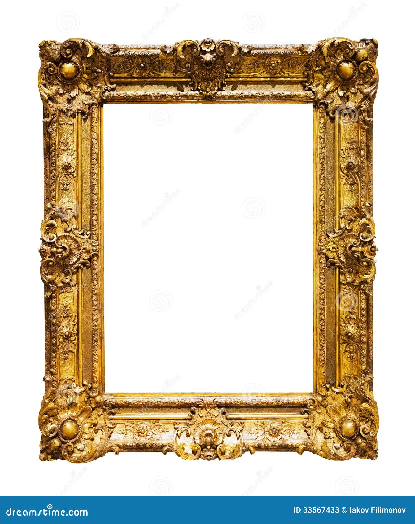 Classic Gold Frame Over White Stock Image - Image of classic, sparse ...