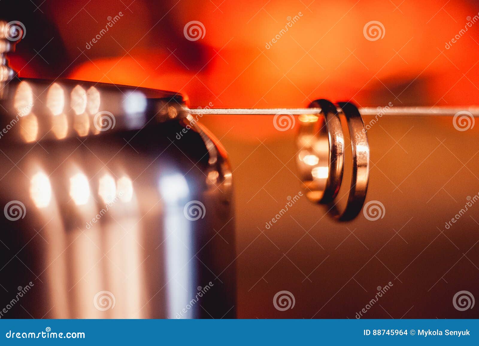 Classic Gold Wedding Ring Hung On A Background Of Fire Stock Photo ...