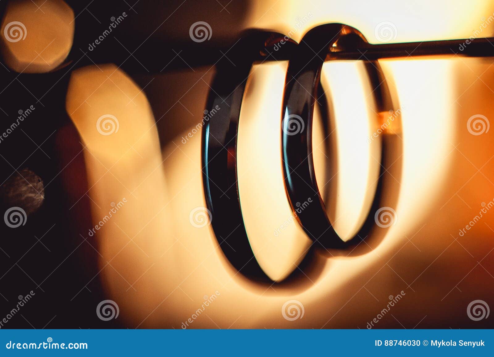 Classic Gold Wedding Ring Hung On A Background Of Fire Stock Photo ...