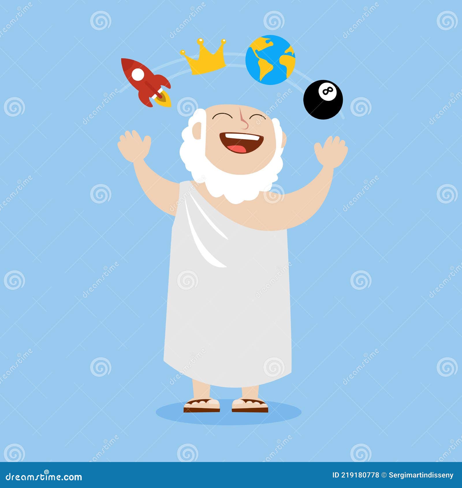 Classic Greek Philosopher in Cartoon Style. Vector Illustration. Stock ...