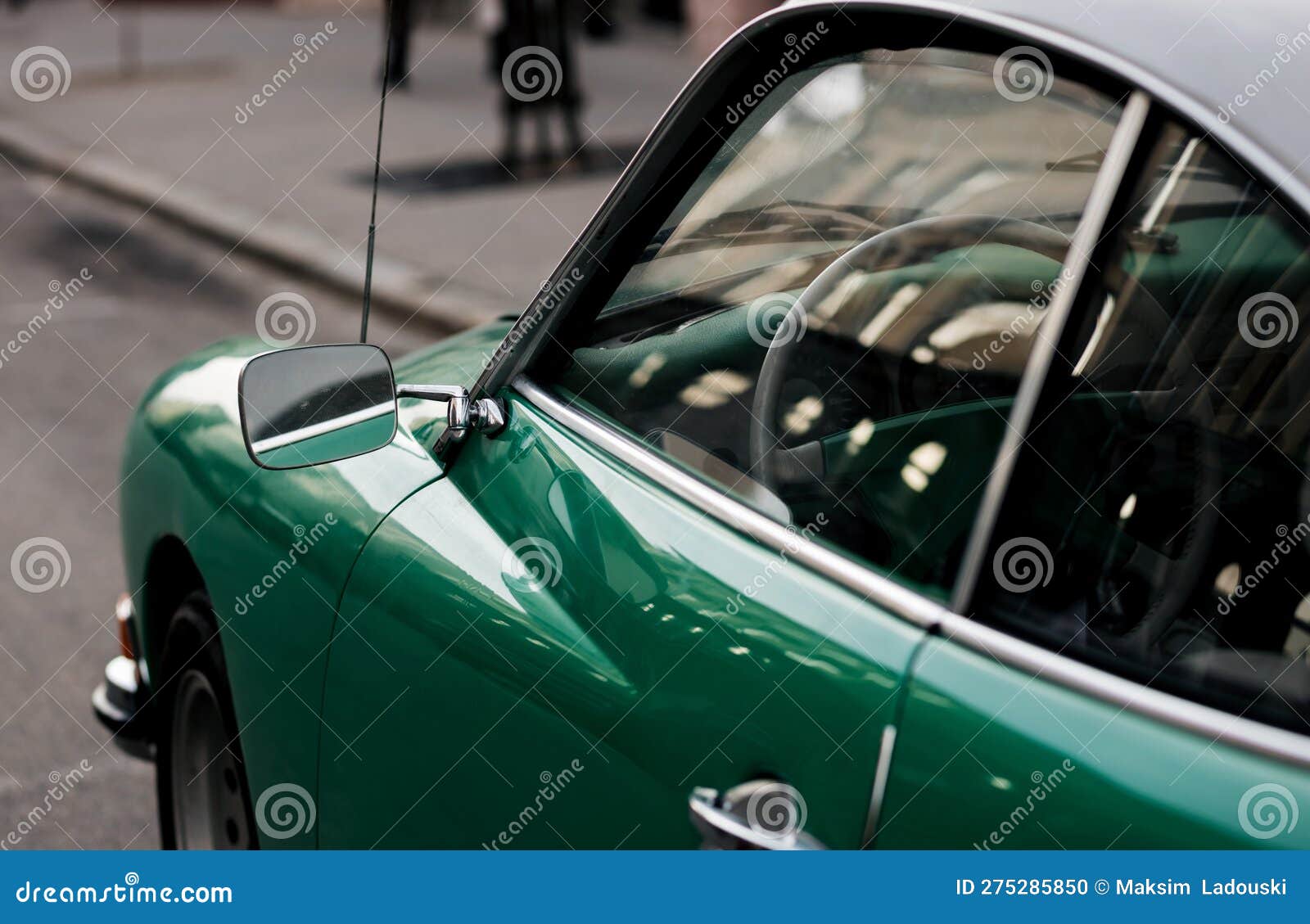 Classic green car stock photo. Image of mirror, classic - 275285850