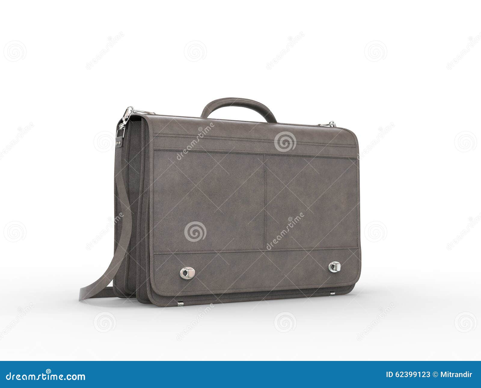 Classic Grey Leather Briefcase - Back View Stock Illustration ...