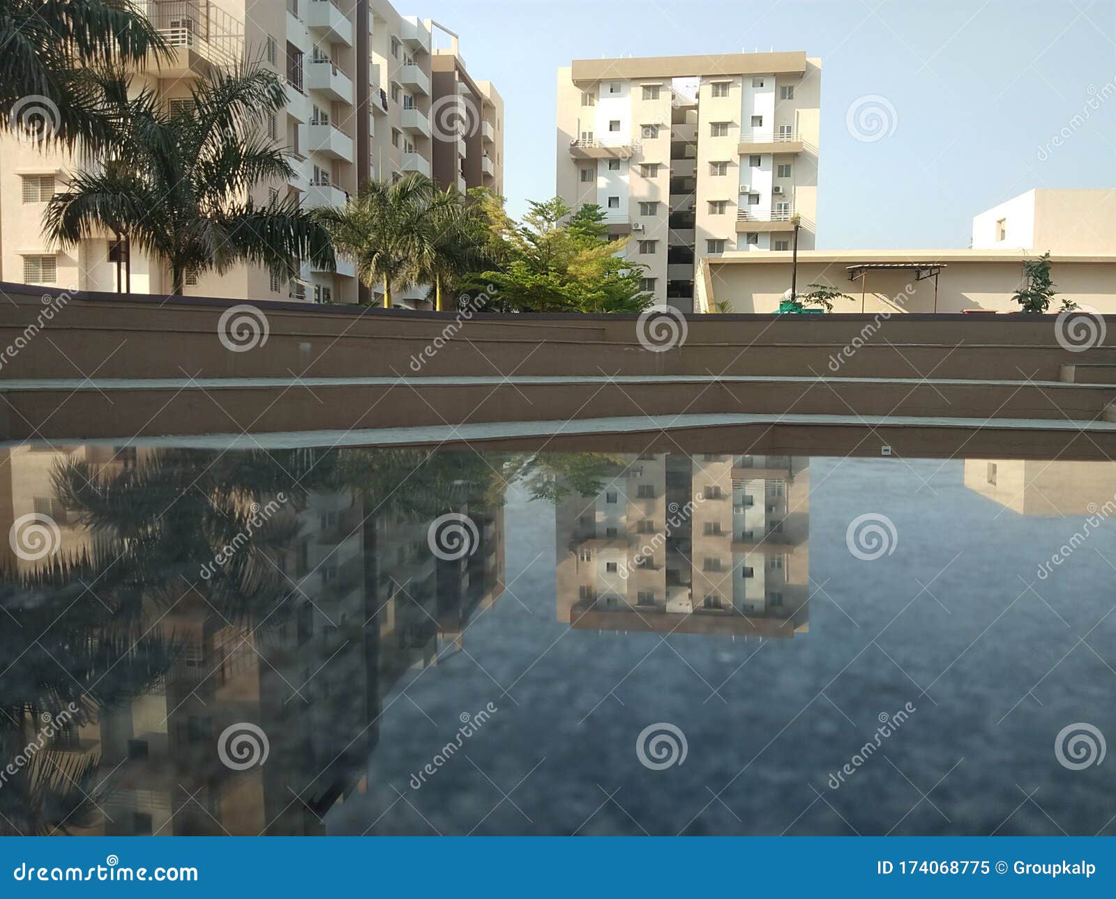 Reflection of Buildings on the Marble. Stock Image - Image of reflected ...