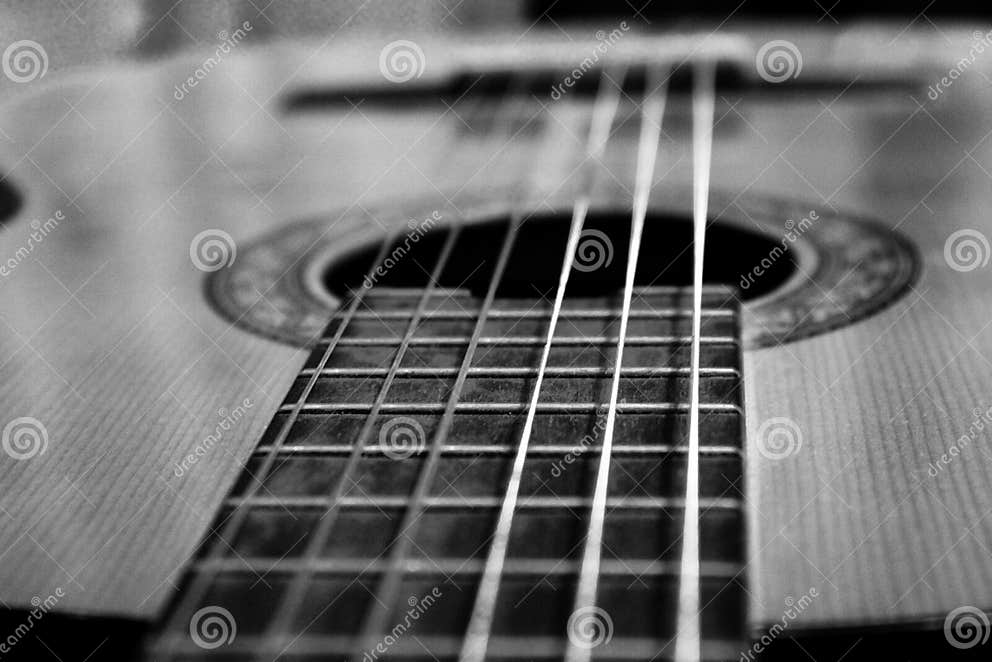 Classic Guitar in Greyscale Style Stock Photo - Image of focused ...