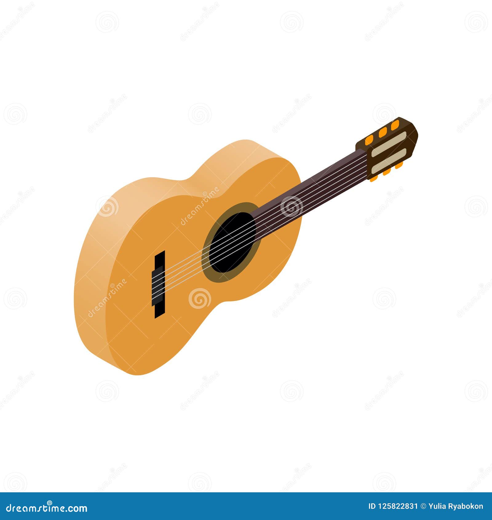 Classic Guitar, Isometric 3d Style Stock Illustration - Illustration of ...