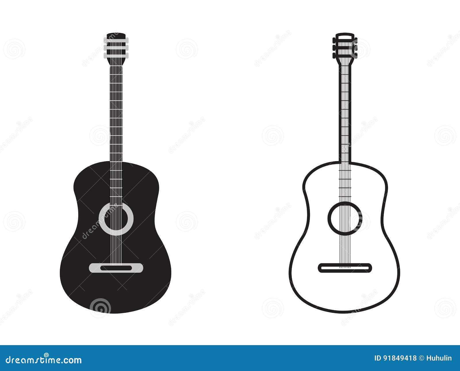 Guitar Outline Silhouette Vector Illustration | CartoonDealer.com ...