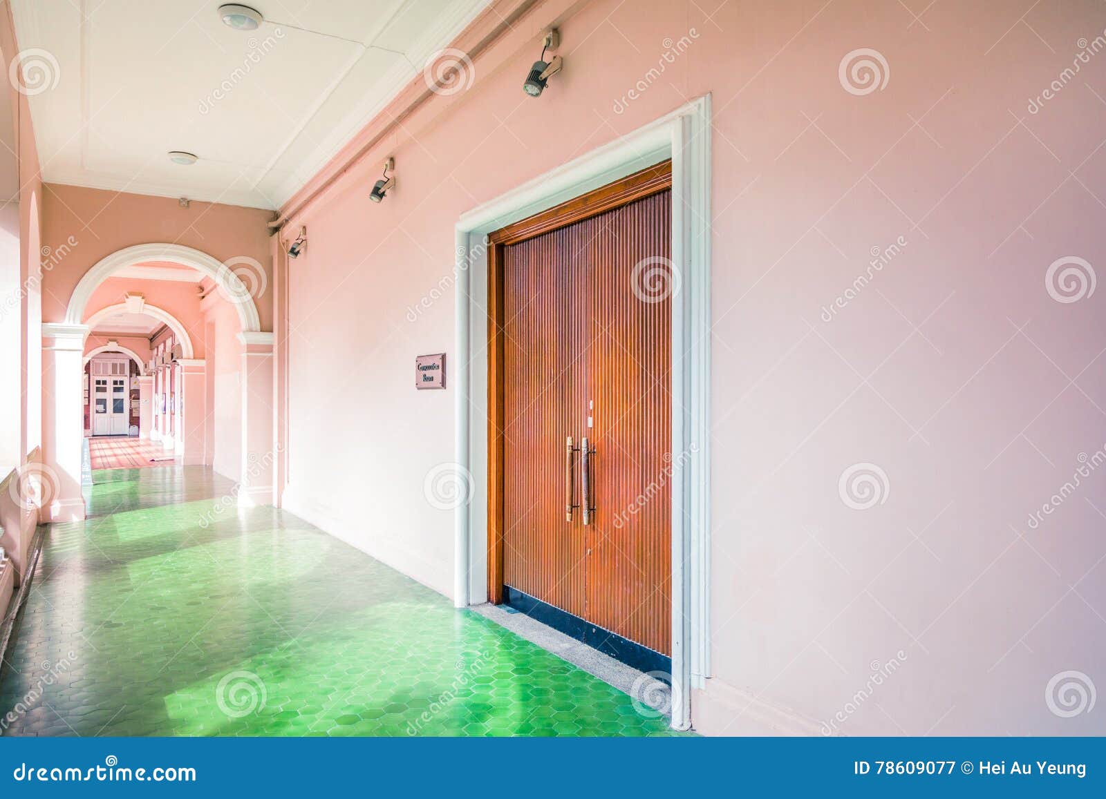 Classic Hallway of an University Stock Image - Image of education, long ...