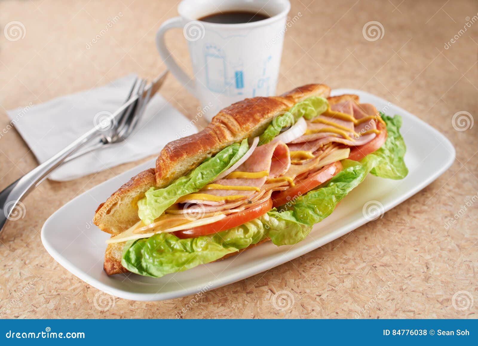 Classic Ham Sandwich stock photo. Image of healthy, bread - 84776038