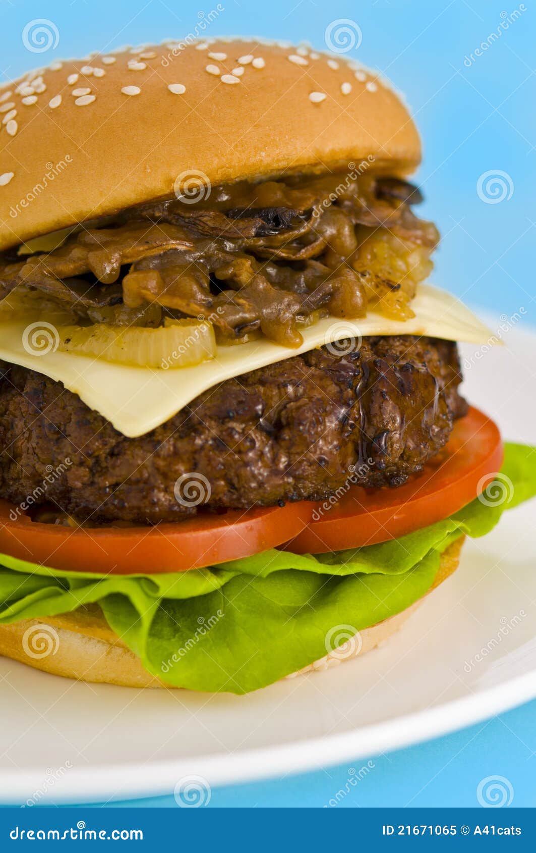 Classic Hamburger with Cheese Tomato Salad Stock Image - Image of ...