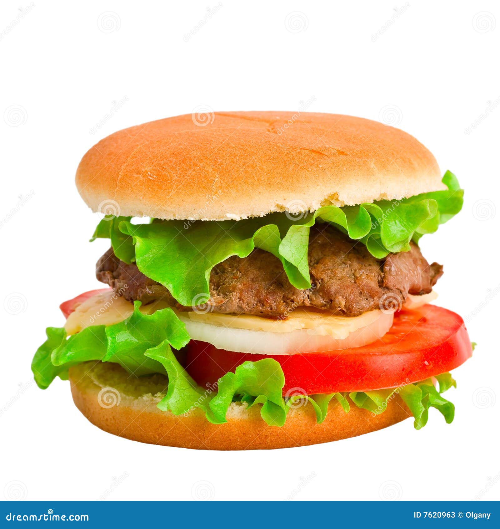 A Classic Hamburger Isolated on White Stock Image - Image of fried ...