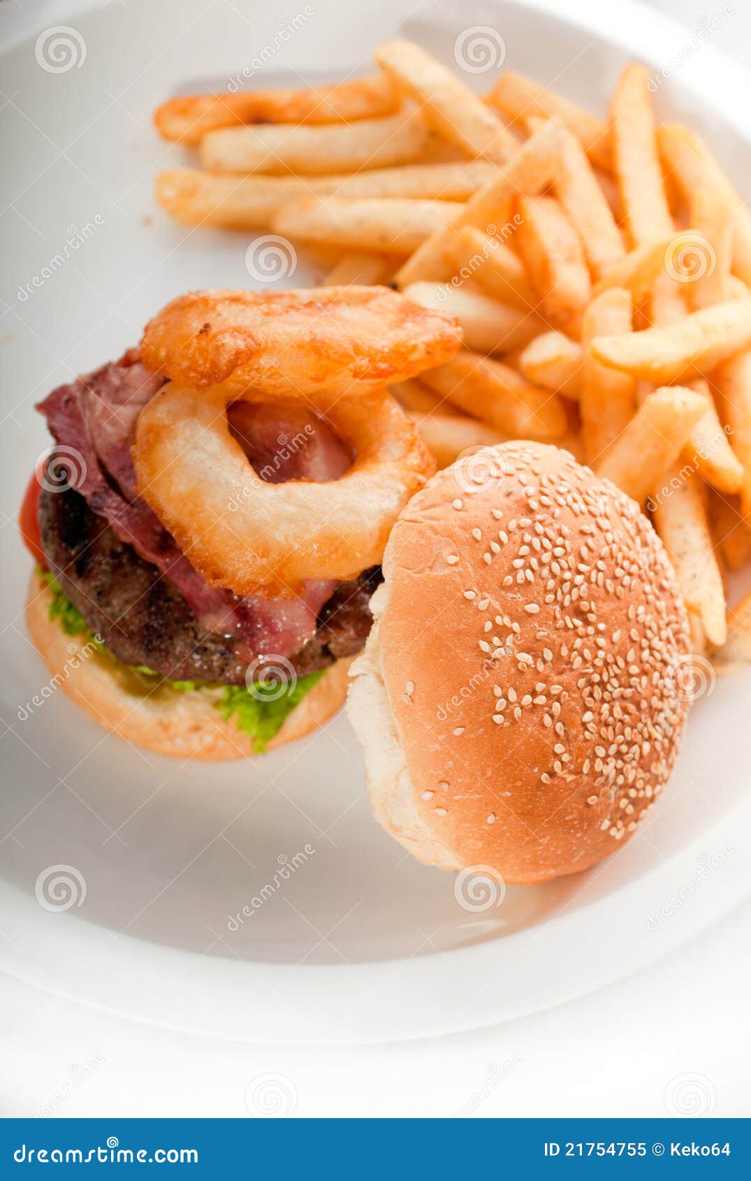 Classic Hamburger Sandwich and Fries Stock Image - Image of cheese ...
