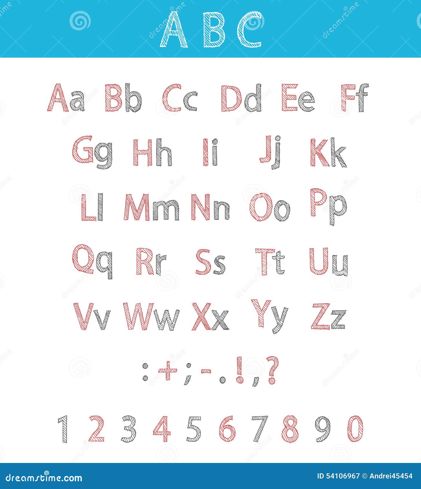 Classic Hand Drawn Alphabet. ABC for Your Design. Stock Illustration ...