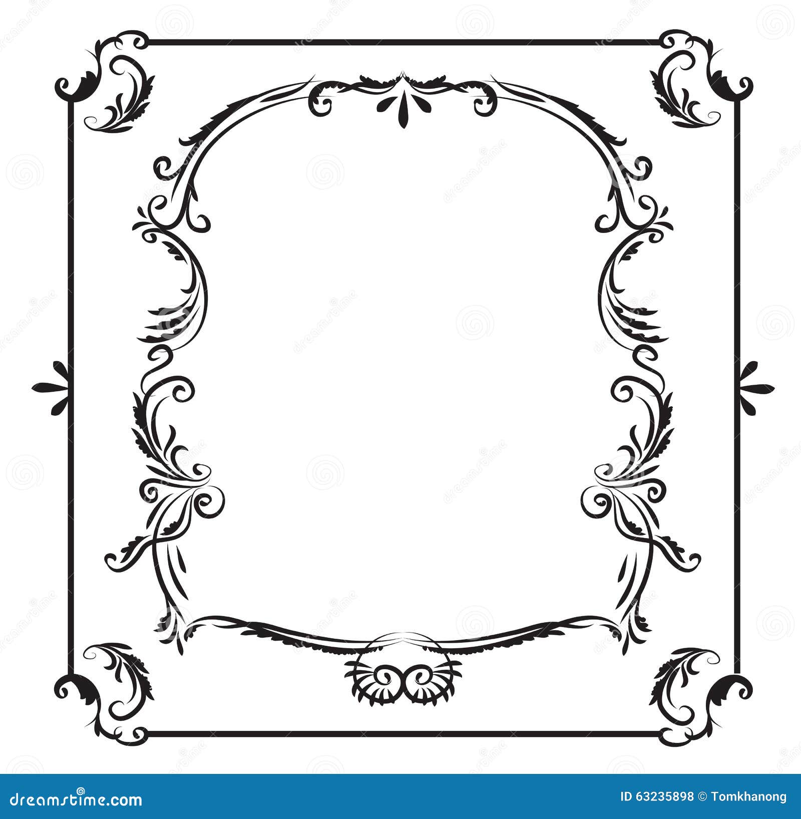 Classic Hand Drawn Frame Black and White Stock Vector - Illustration of ...