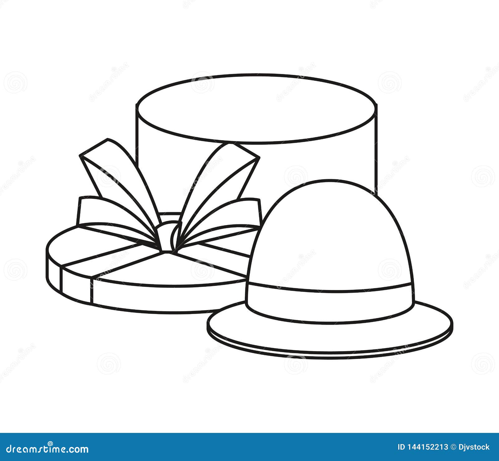 Classic Hat and Open Gift Box Stock Illustration - Illustration of ...