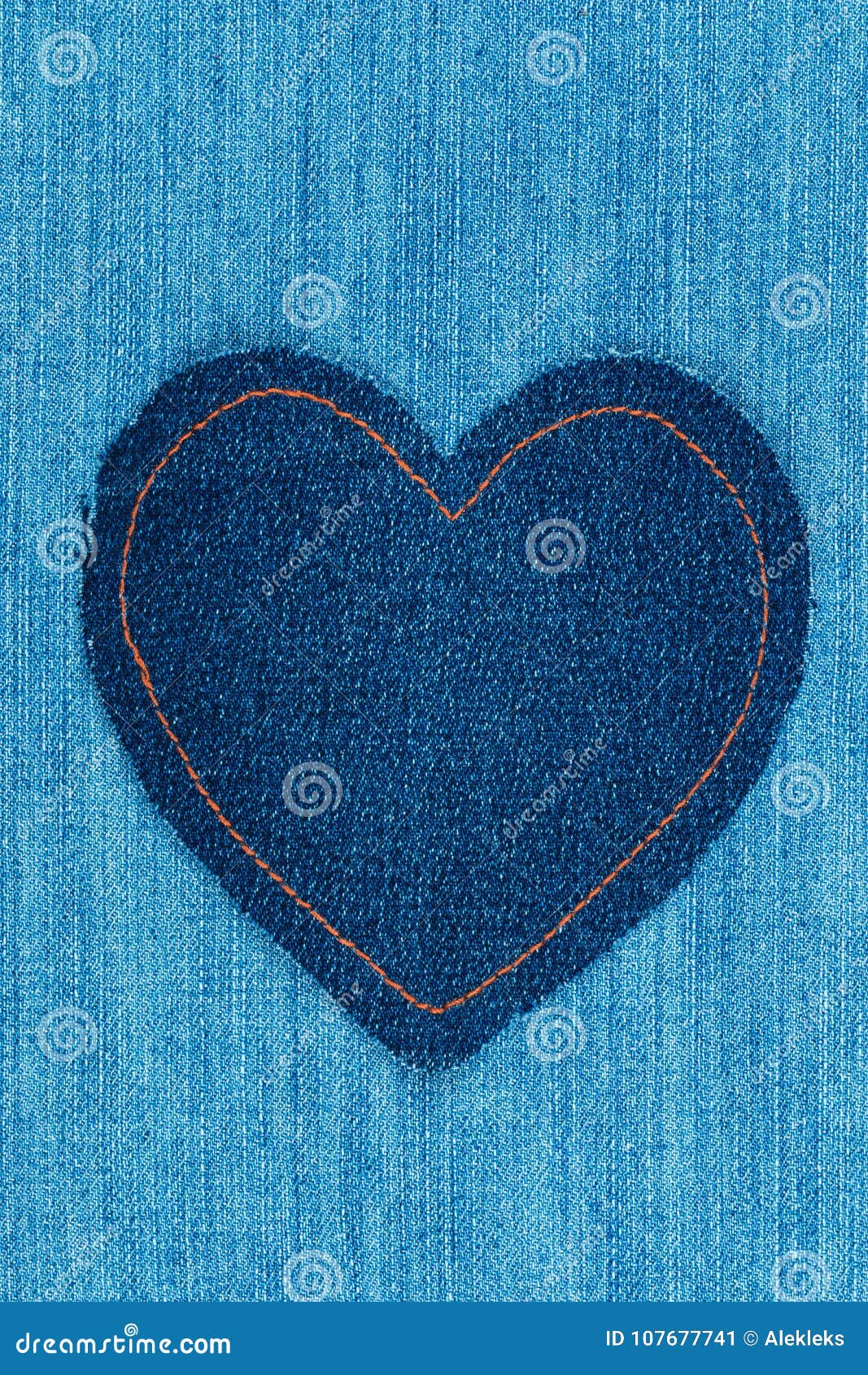 Classic Heart Made of Denim Lies on a Denim. Space for Text Stock Image ...