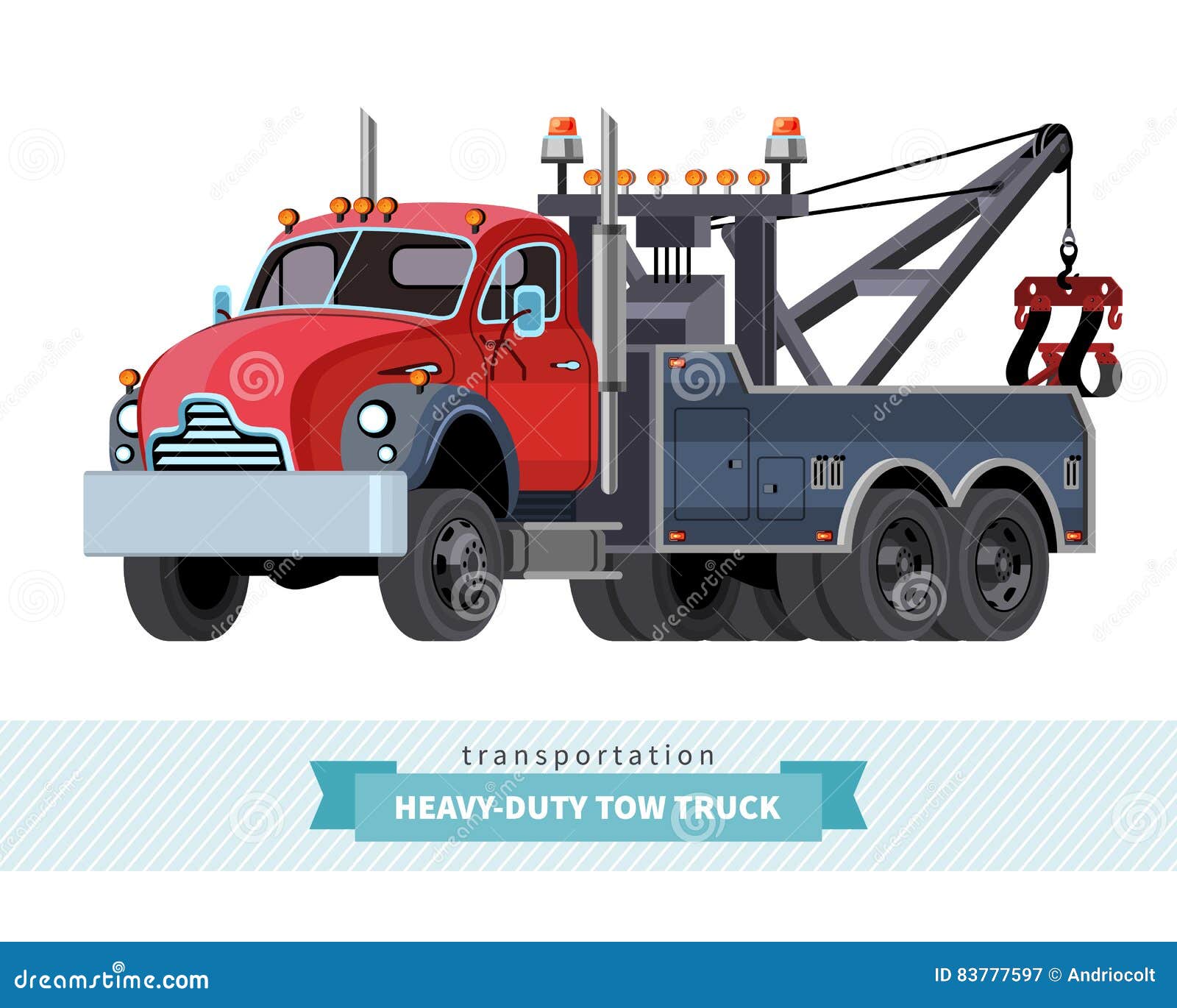 Classic Heavy Duty Tow Truck Front Side View Stock Vector ...