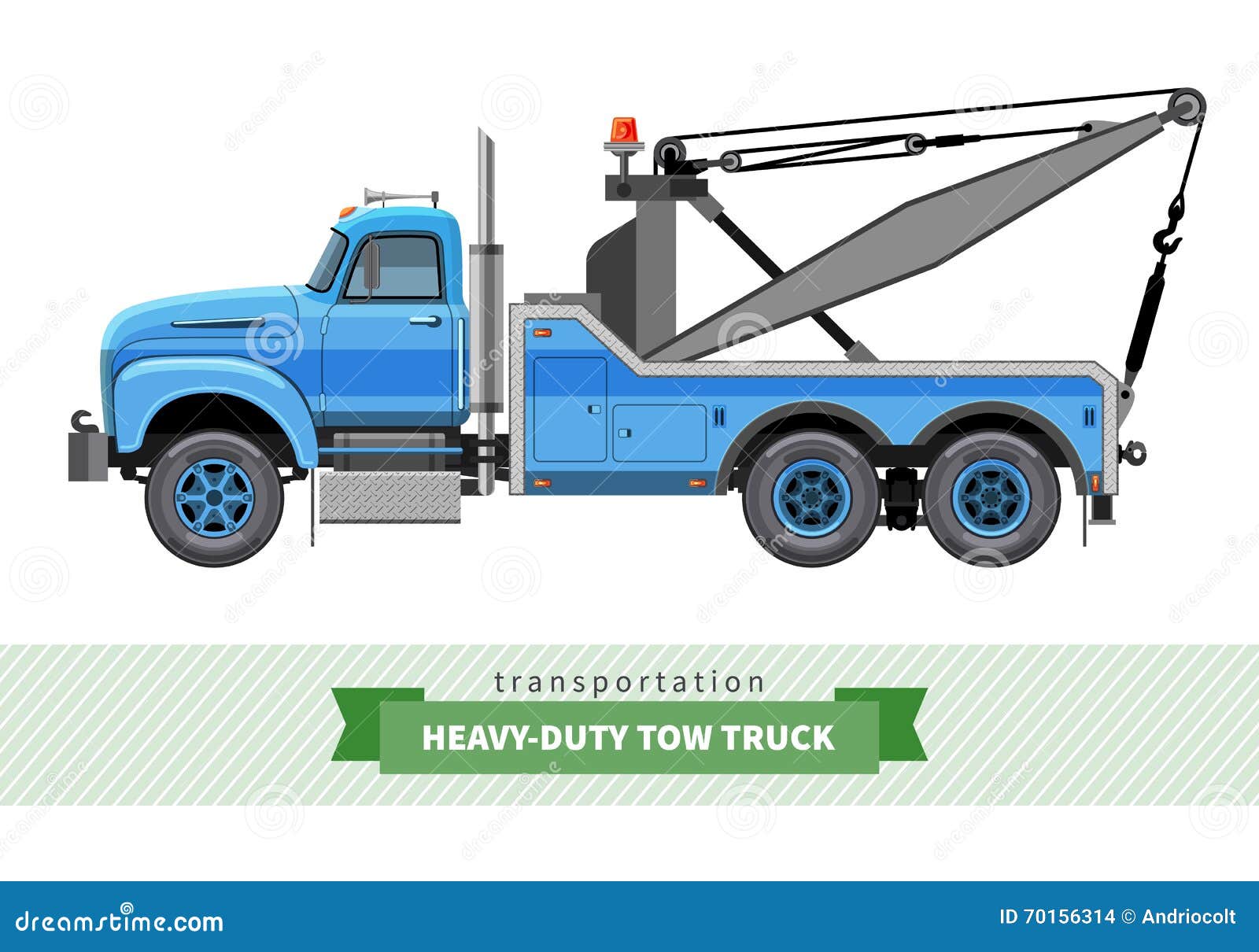 Classic Heavy Duty Tow Truck Side View Stock Vector - Illustration of ...