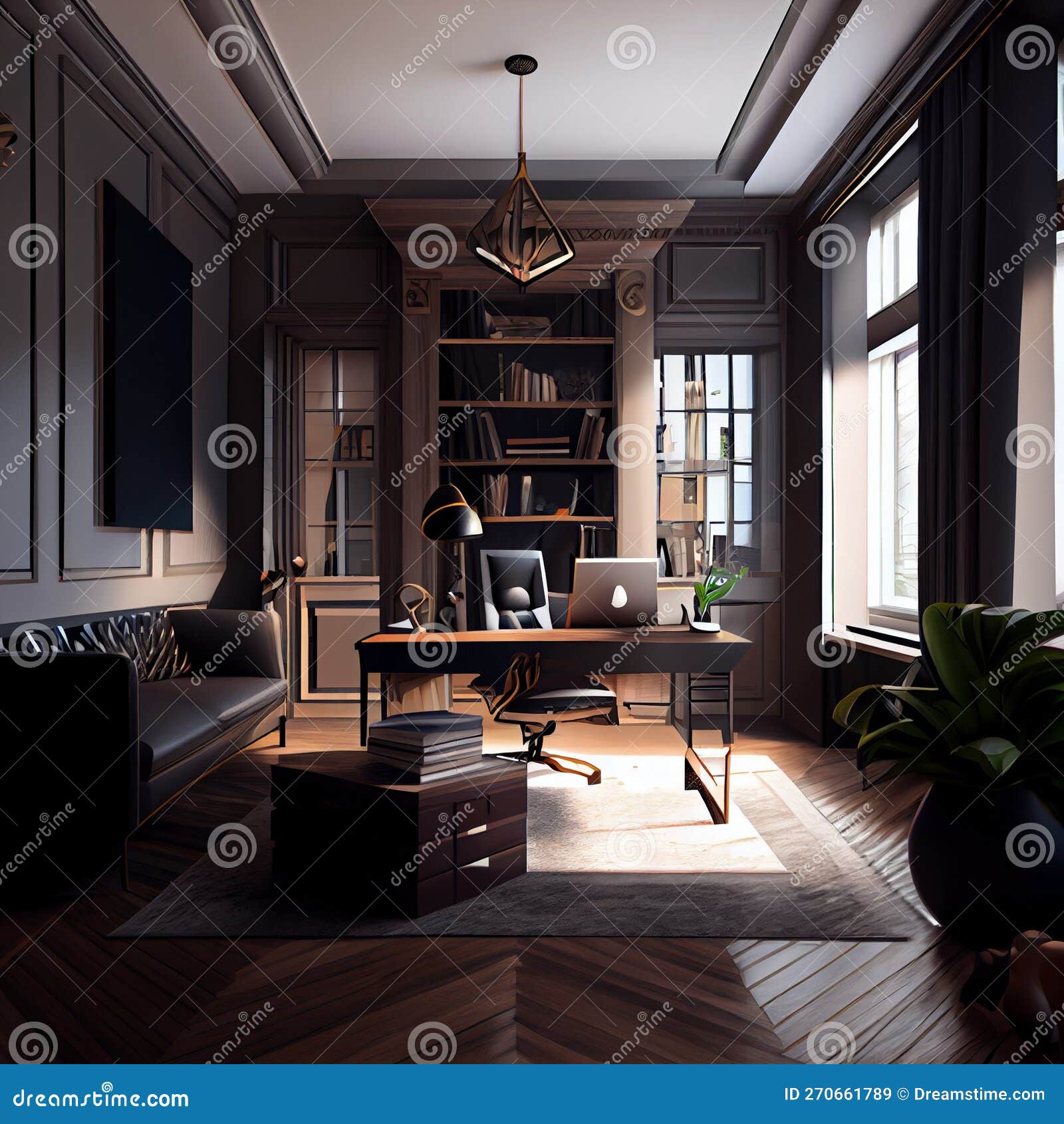 Classic Home Office Style stock illustration. Illustration of cottage ...