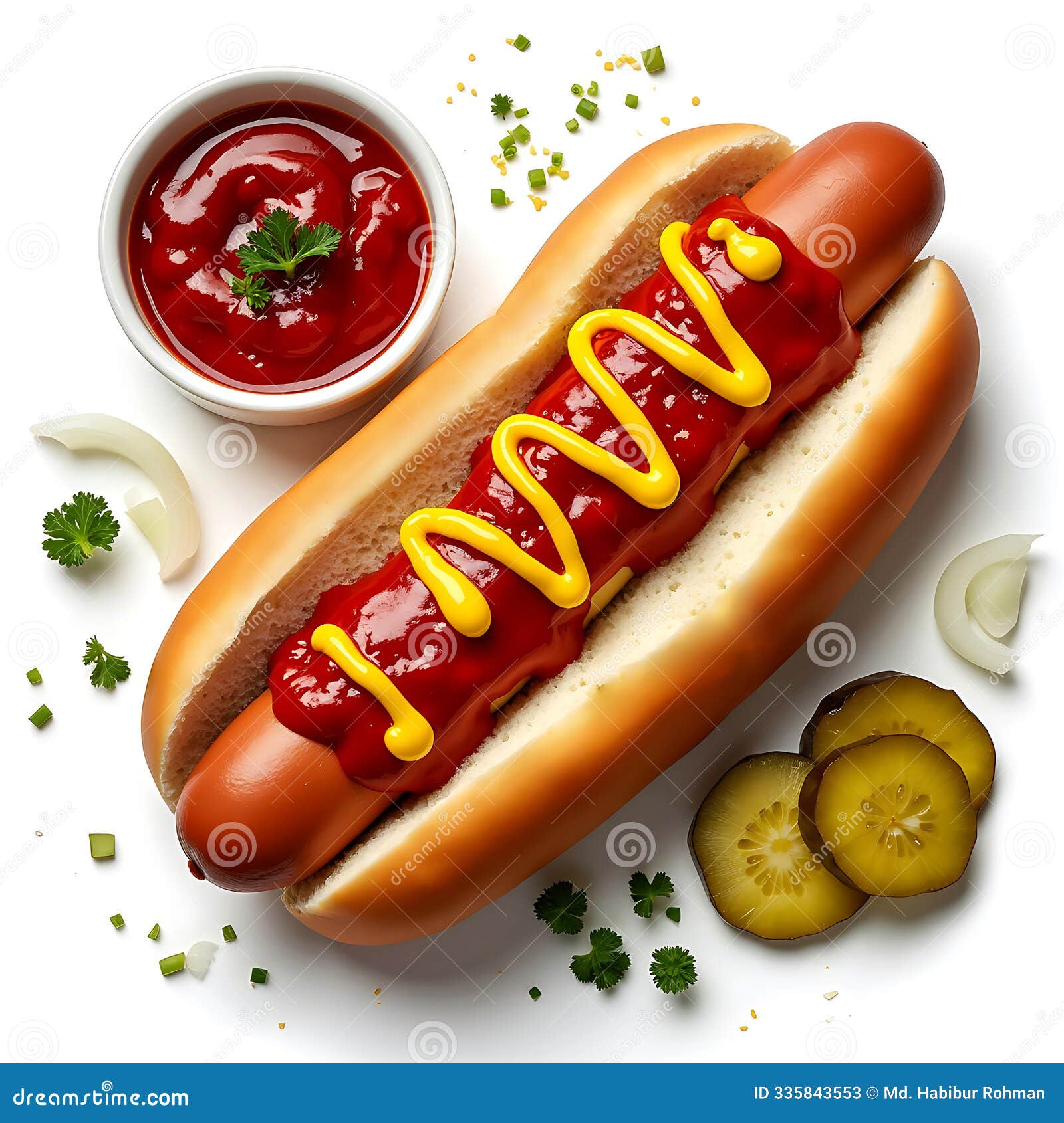 The Iconic Combo Hot Dog Topped with Ketchup and Mustard Stock Image ...