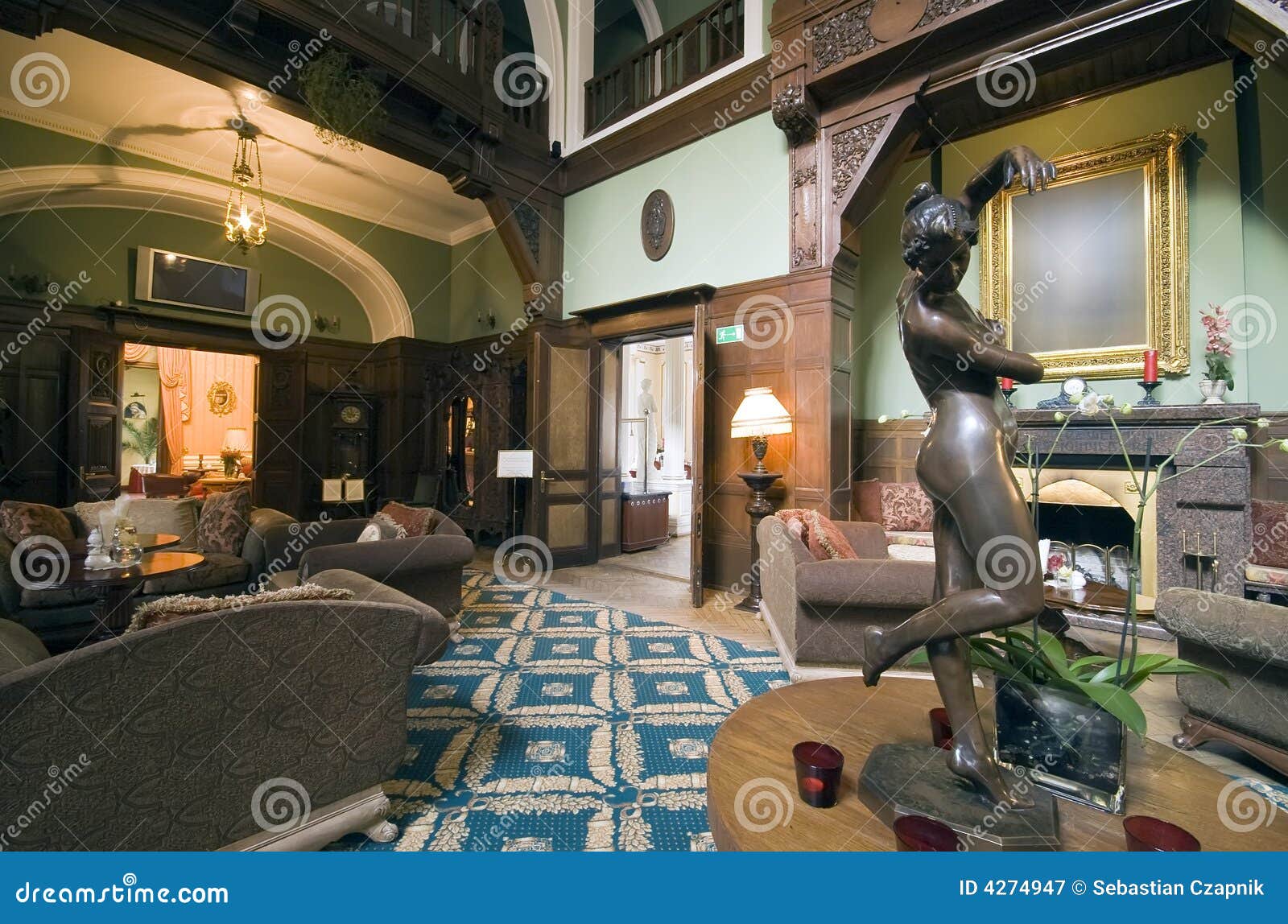 Classic hotel lobby stock image. Image of indoors, building - 4274947