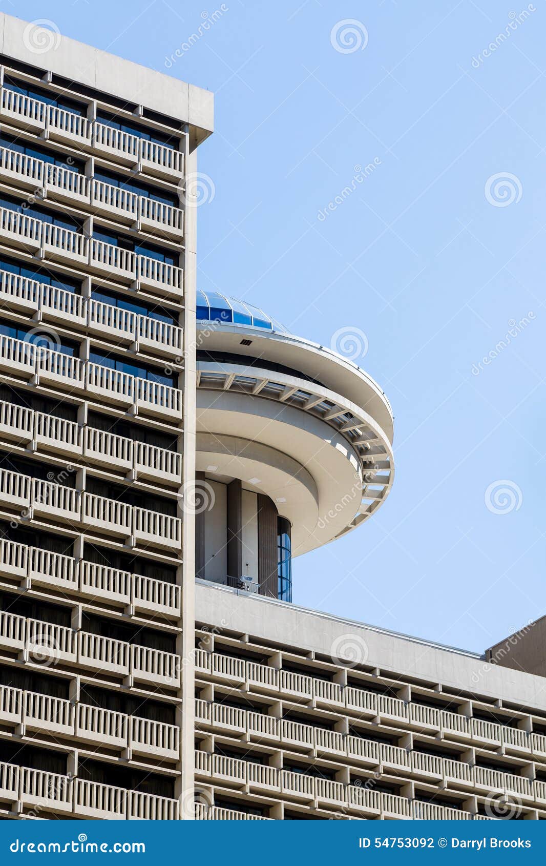 Classic Hotel with Round Restaurant Stock Photo - Image of skyscraper ...
