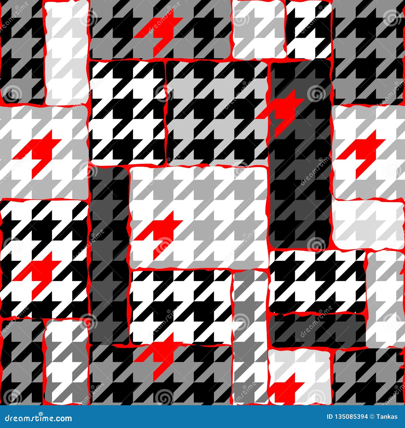 Classic Hounds-tooth Pattern in a Patchwork Collage Style. Stock Vector ...