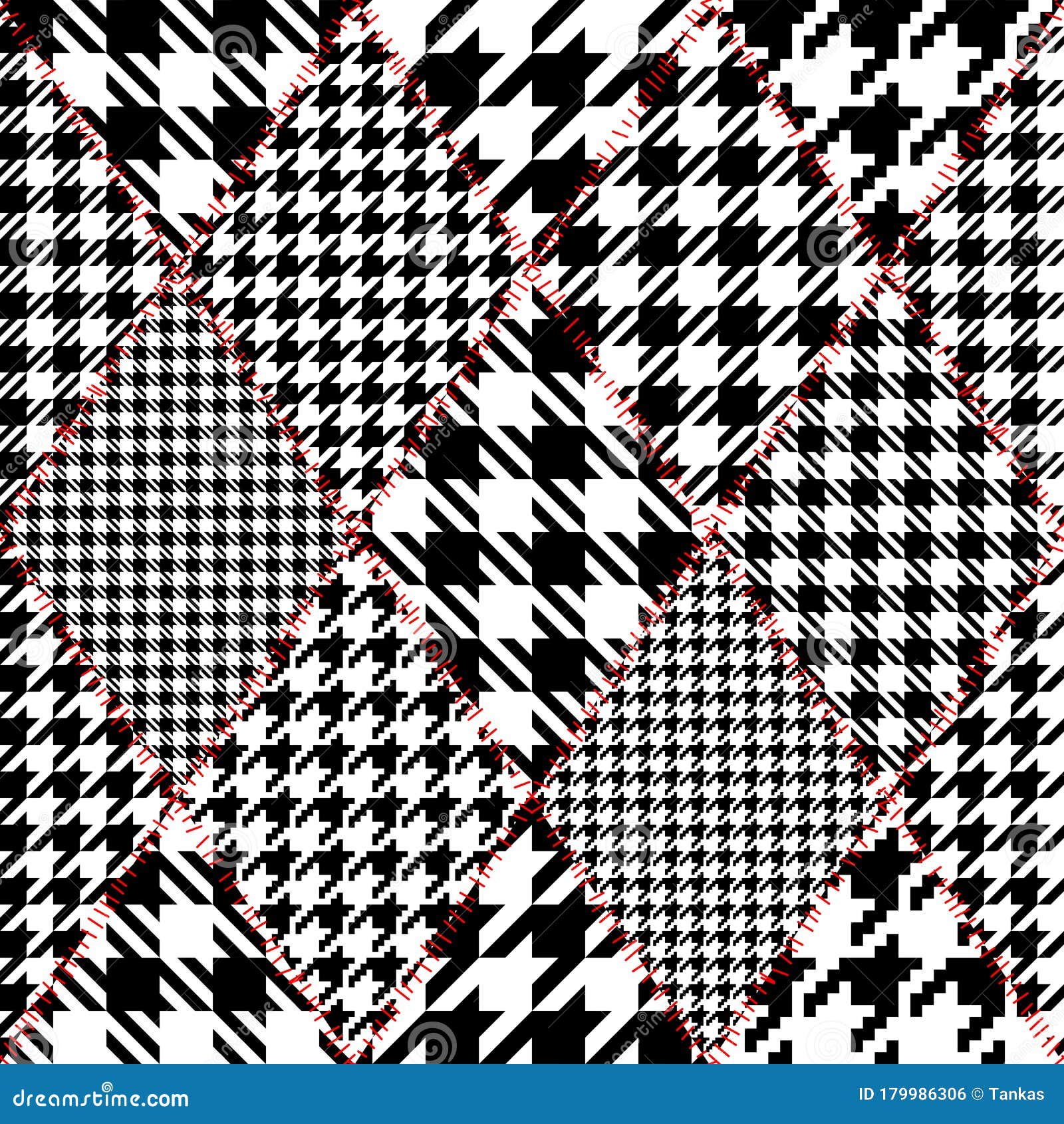 Classic Hounds-tooth Pattern in a Patchwork Collage Style. Stock Vector ...