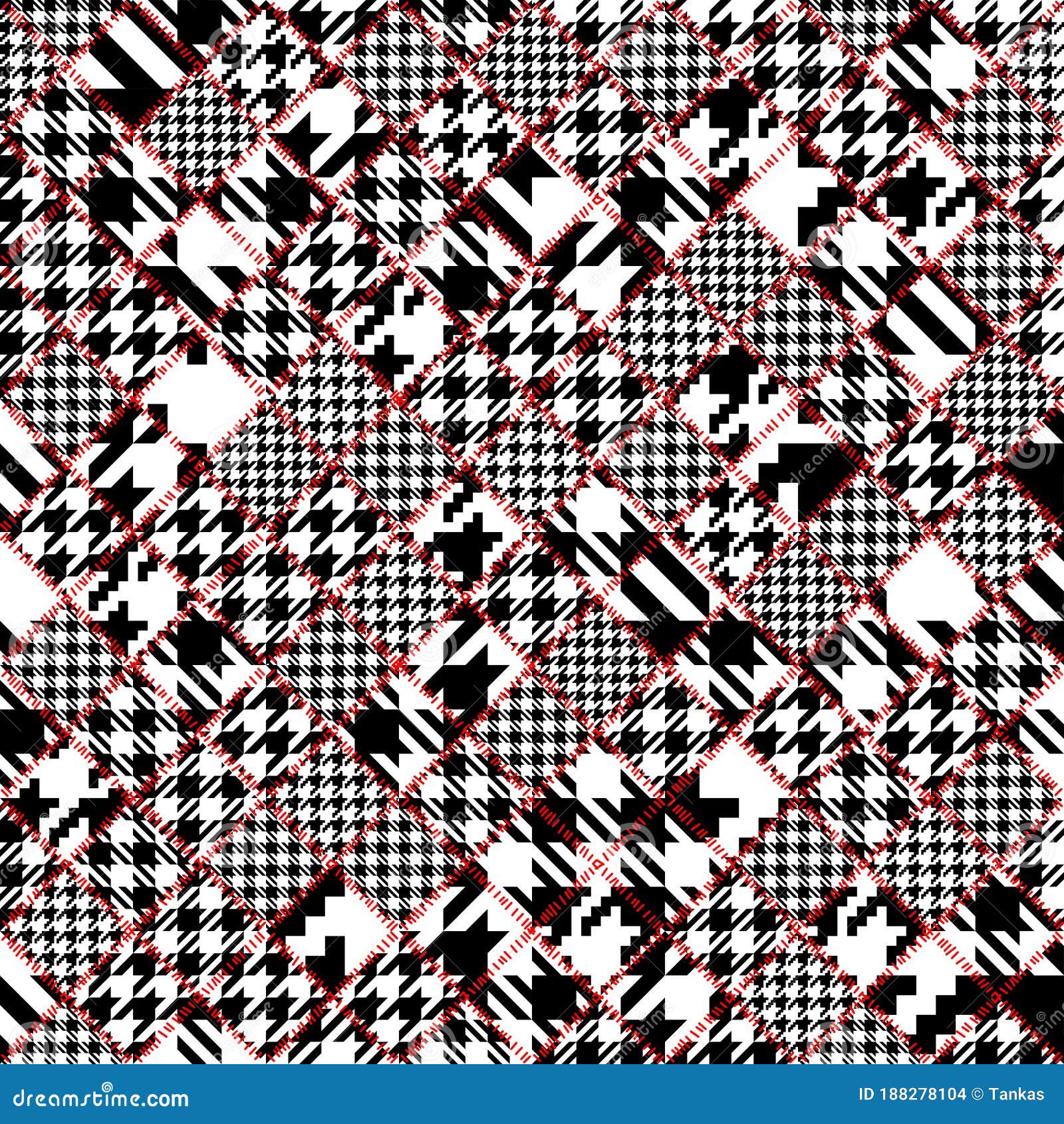 Classic Hounds-tooth Pattern in a Patchwork Collage Style. Stock Vector ...