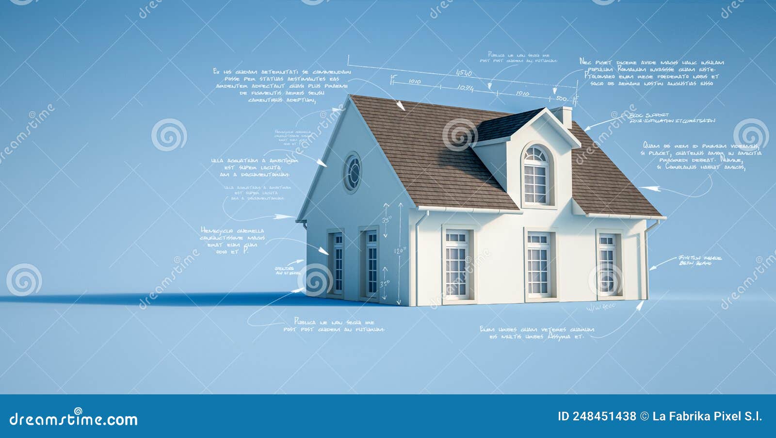 Classic House with Construction Notes Blue Stock Illustration ...