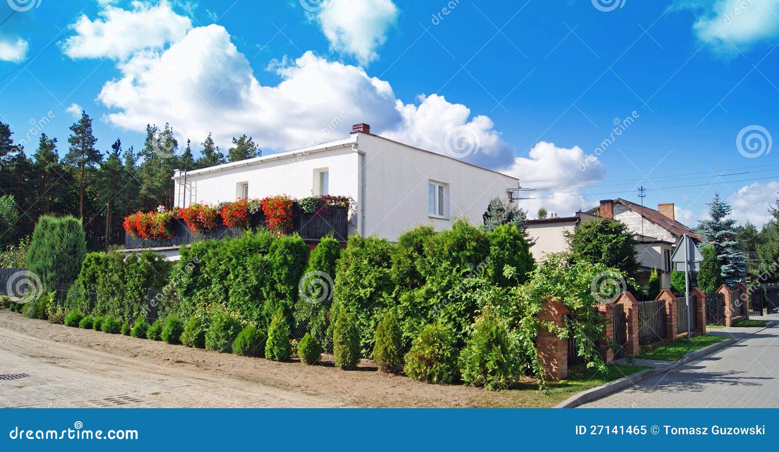 Classic House with Flower Garden Stock Image - Image of mansion, ornate ...