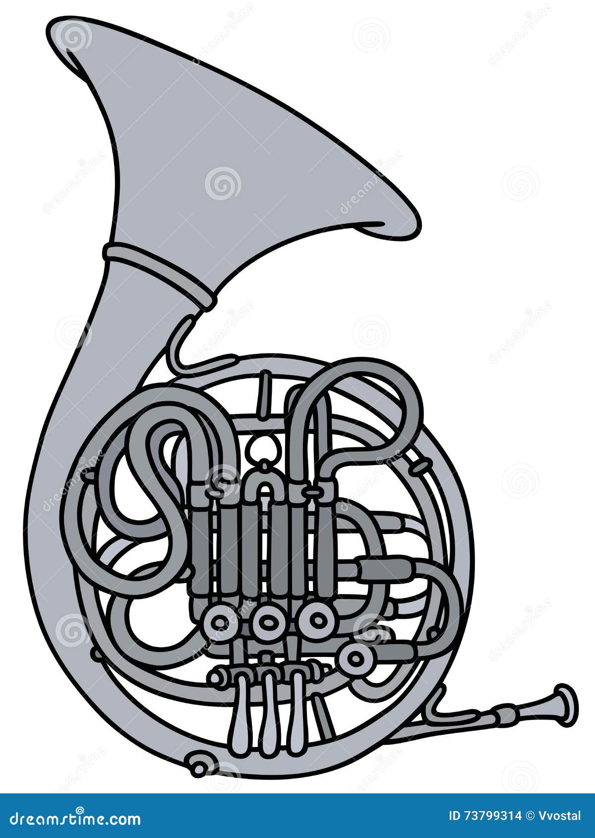 Classic hunting horn stock vector. Illustration of french - 73799314