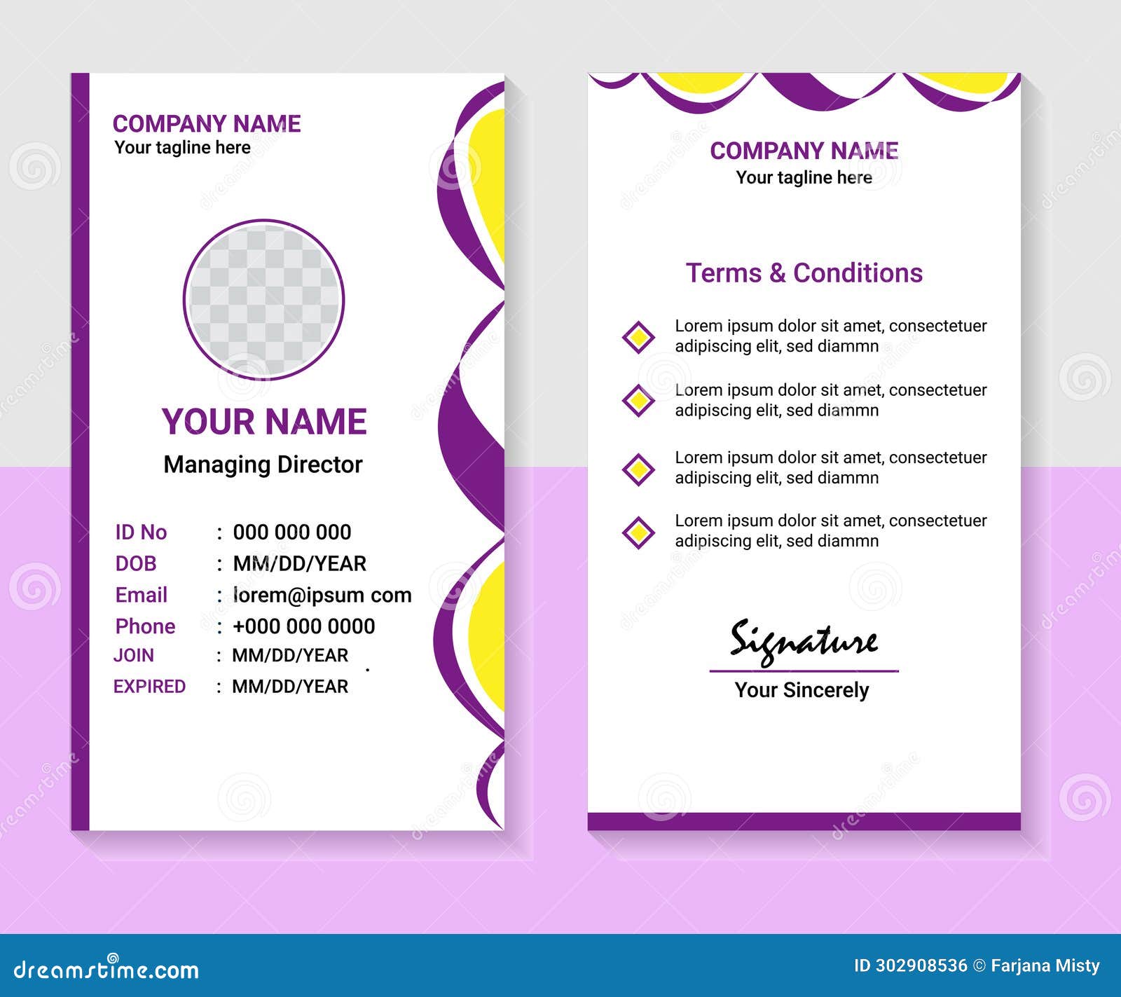 Classic Id card design. stock vector. Illustration of company - 302908536