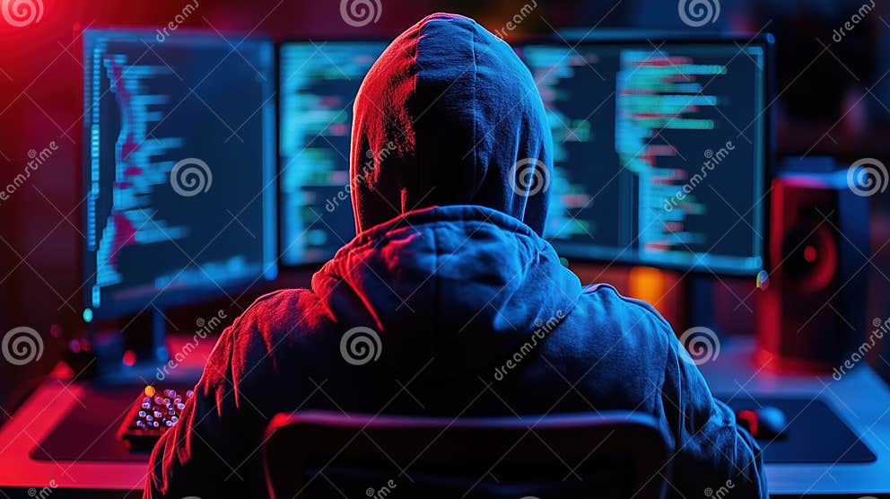 The Classic Image of a Computer Hacker. Stock Image - Image of hacking ...