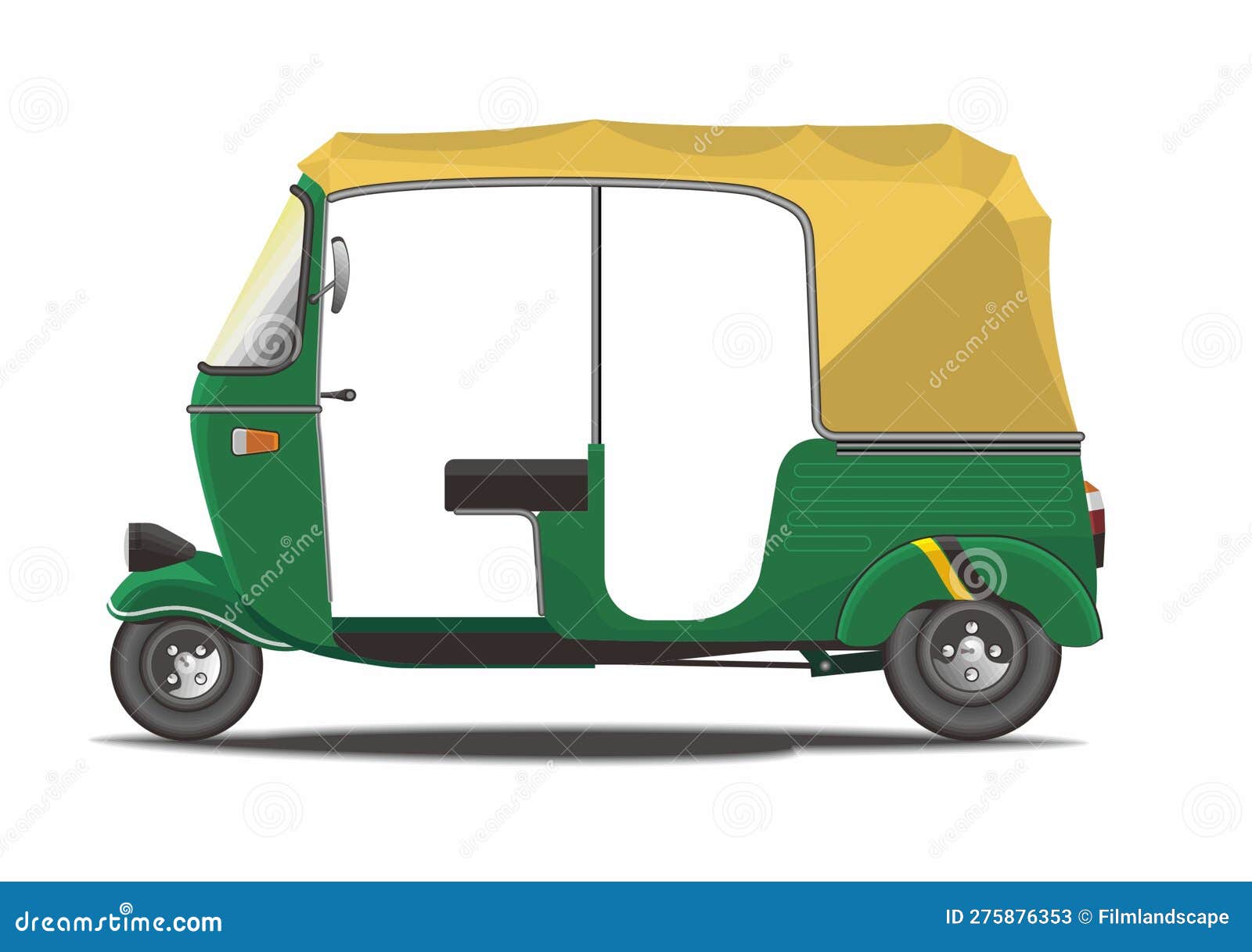 Classic India Rickshaw stock vector. Illustration of retro - 275876353