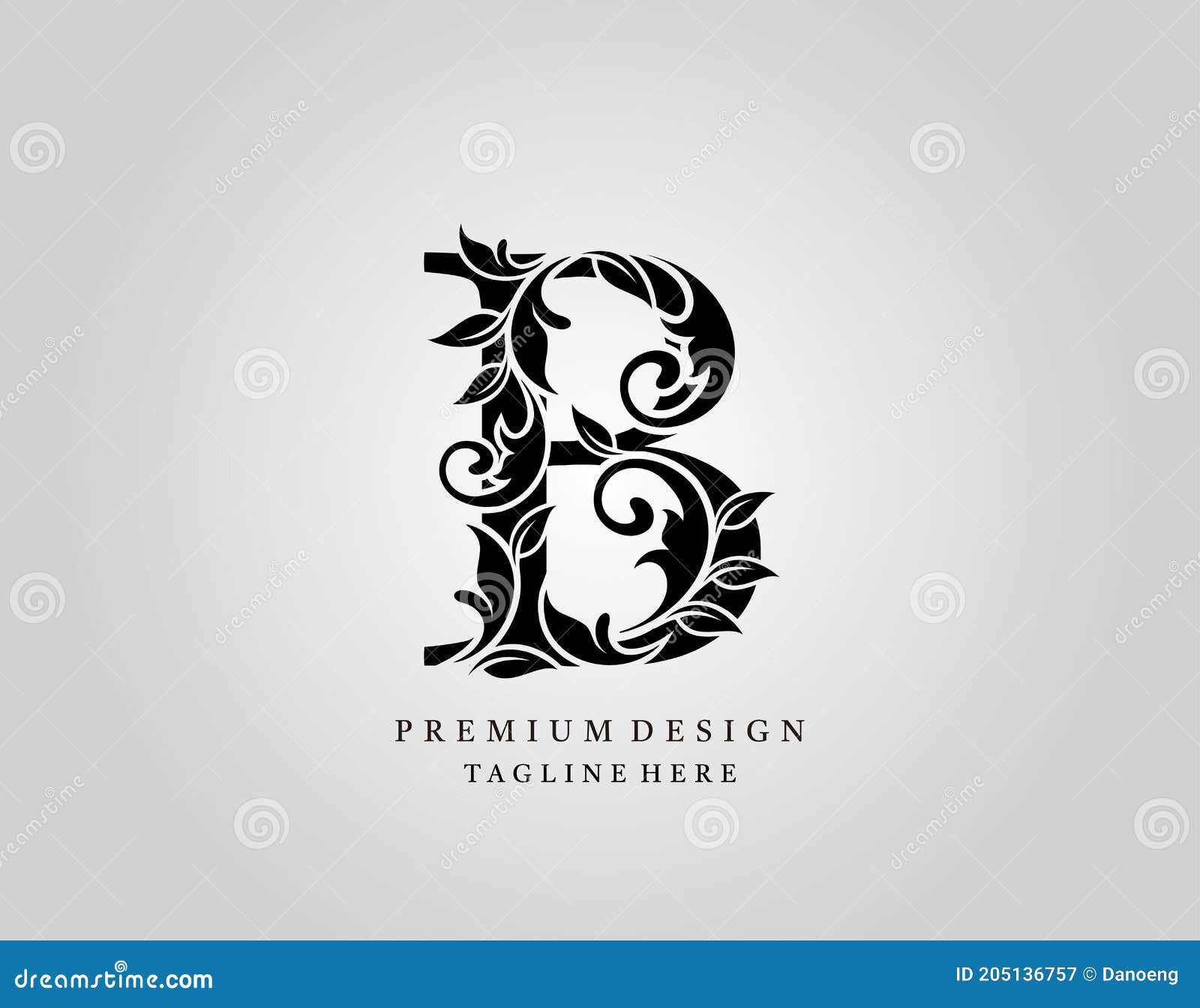 Classic Initial B Letter Logo Design, Elegant Floral Ornate Monogram ...