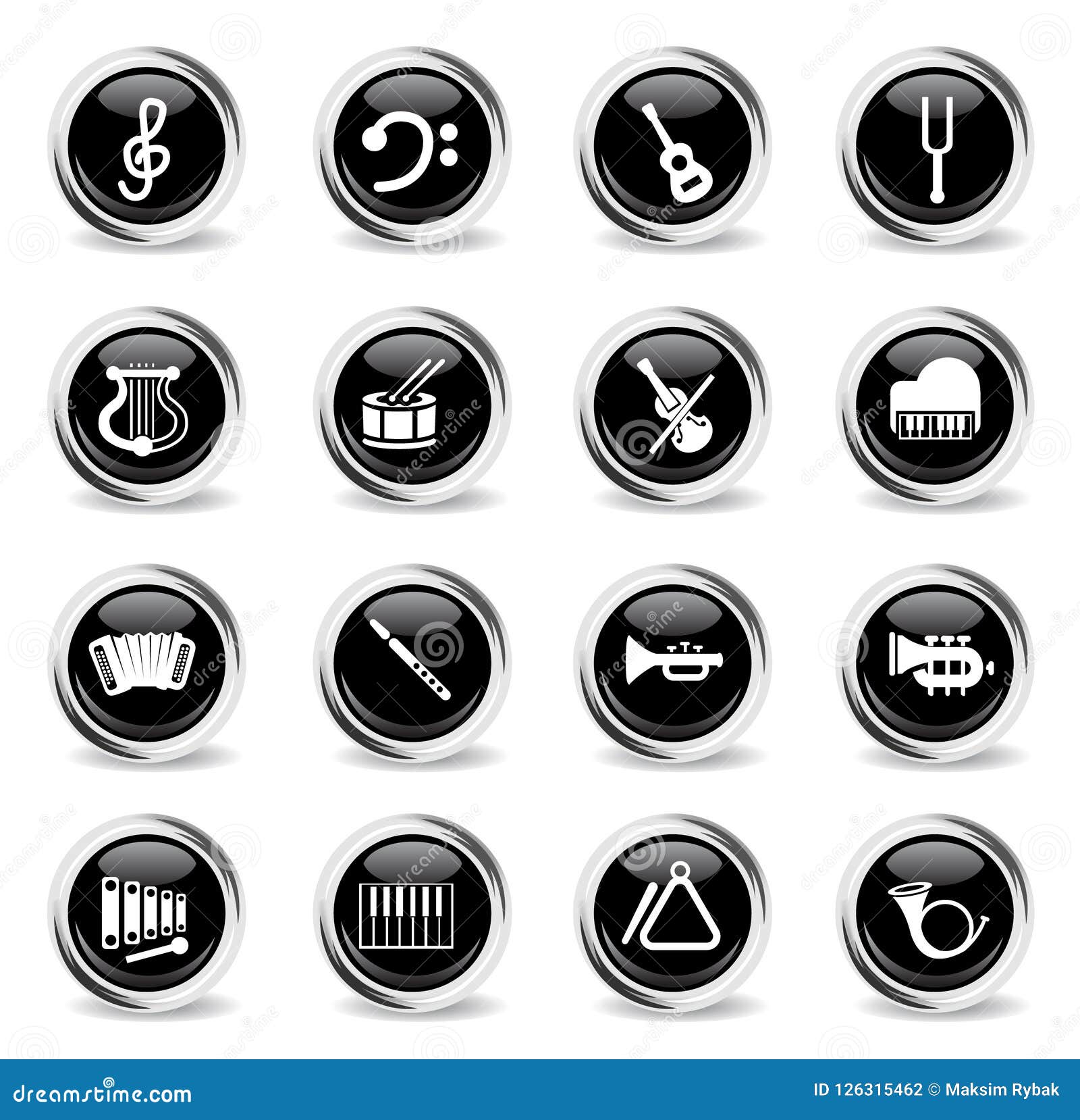 Classic Instruments Icon Set Stock Illustration - Illustration of ...
