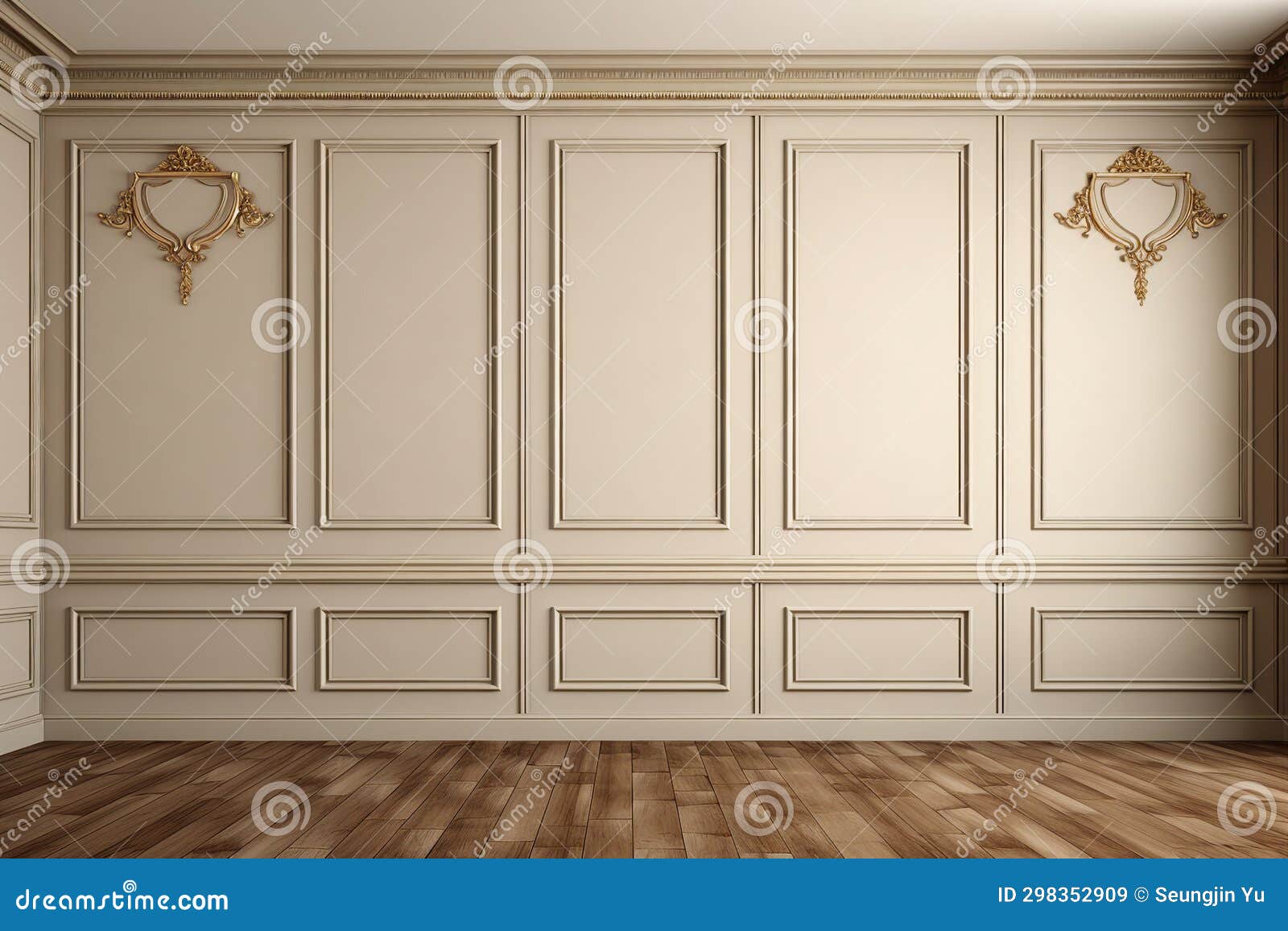 Classic Interior with Blank Wall, Pannel, Moldings. 3d Render ...