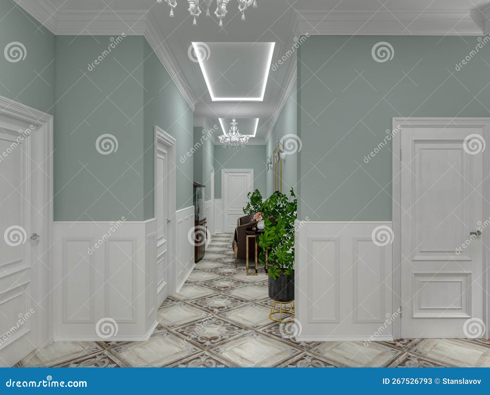 Classic Interior Empty Scene with Empty Walls for Picture Frame Stock ...