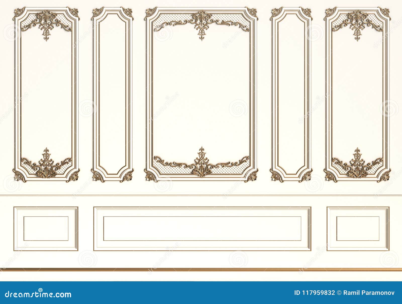 Classic Interior Wall with Mouldings Stock Illustration - Illustration ...