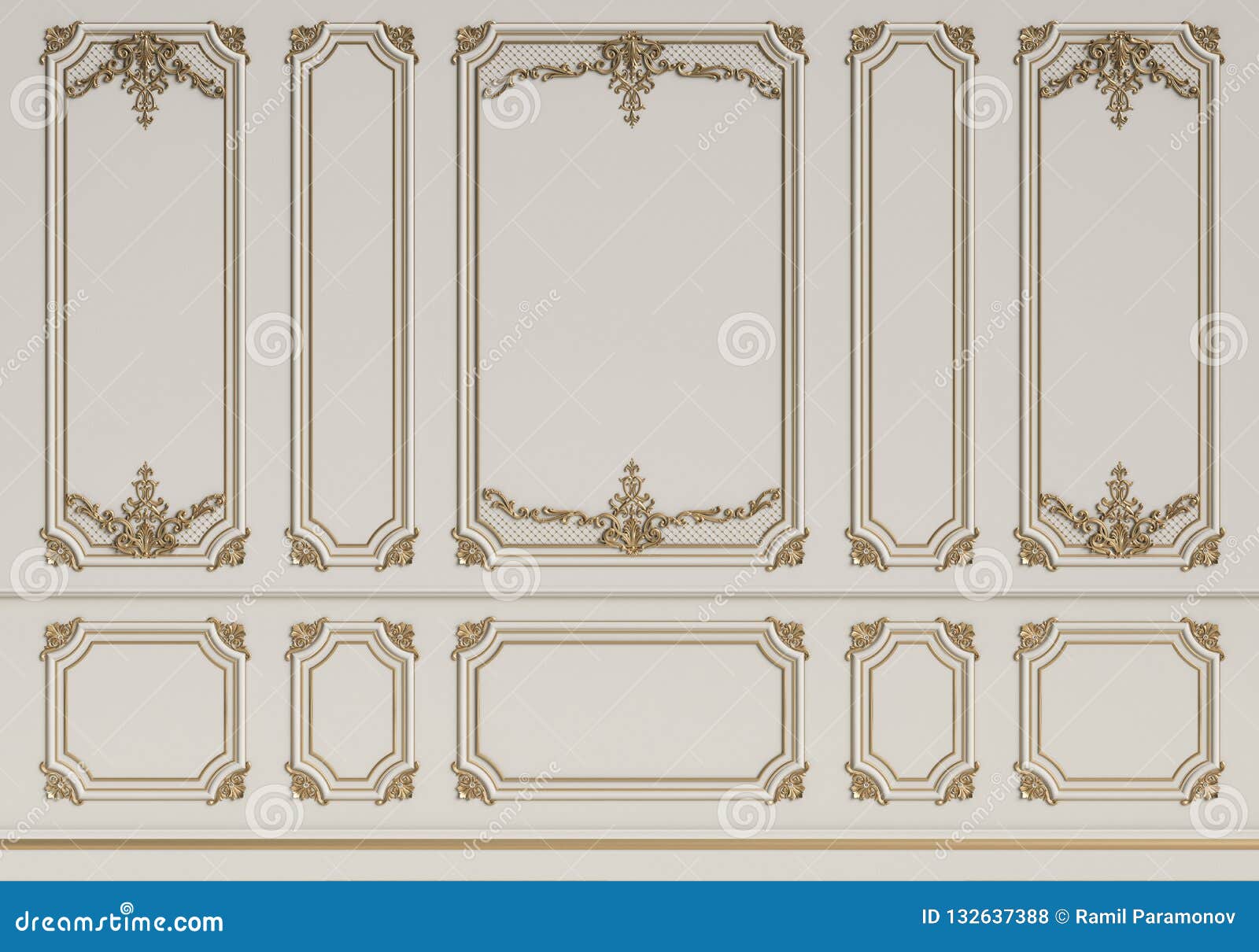 Classic Interior Wall with Mouldings Stock Illustration - Illustration ...