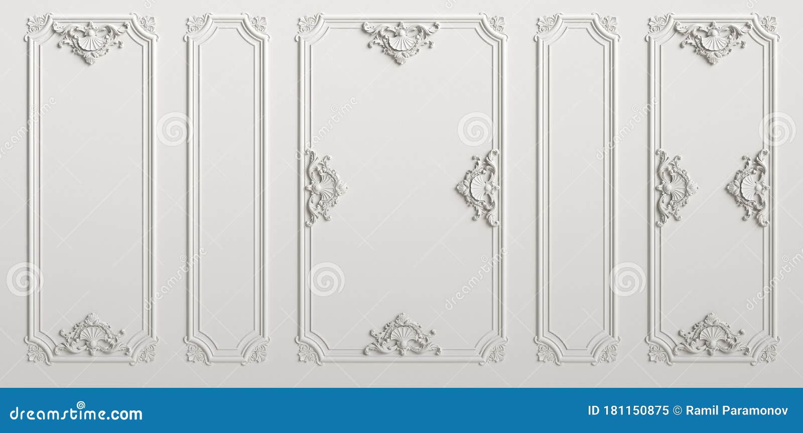 Classic Interior Wall with Mouldings Stock Illustration - Illustration ...