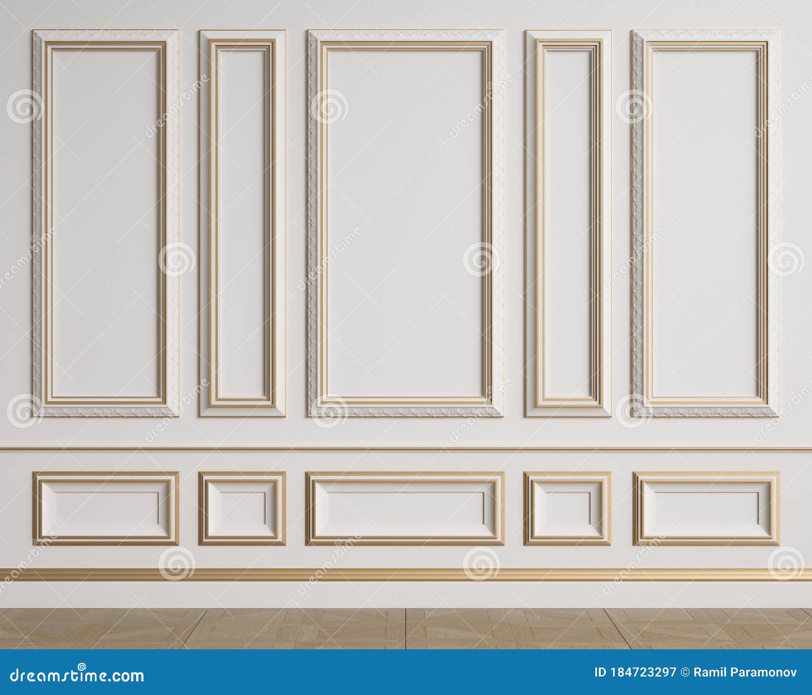 Classic Interior Wall with Mouldings Stock Illustration - Illustration ...