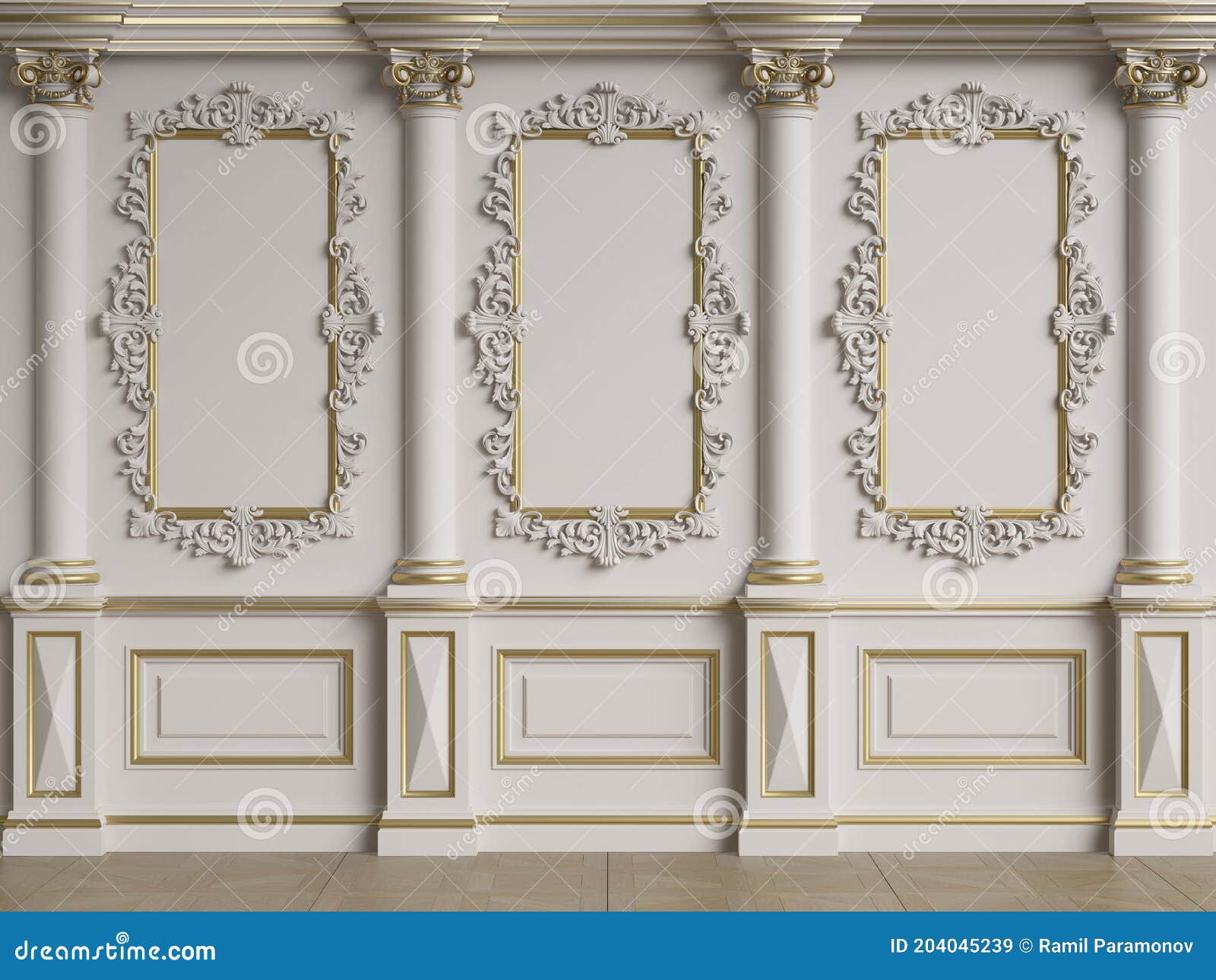 Classic Interior Wall with Mouldings Stock Illustration - Illustration ...
