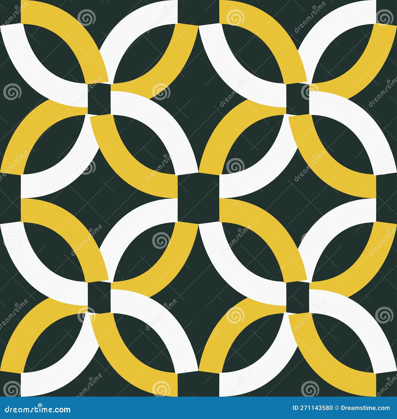 Classic Interlocking Yellow and White Lines Pattern Tile Resembling ...