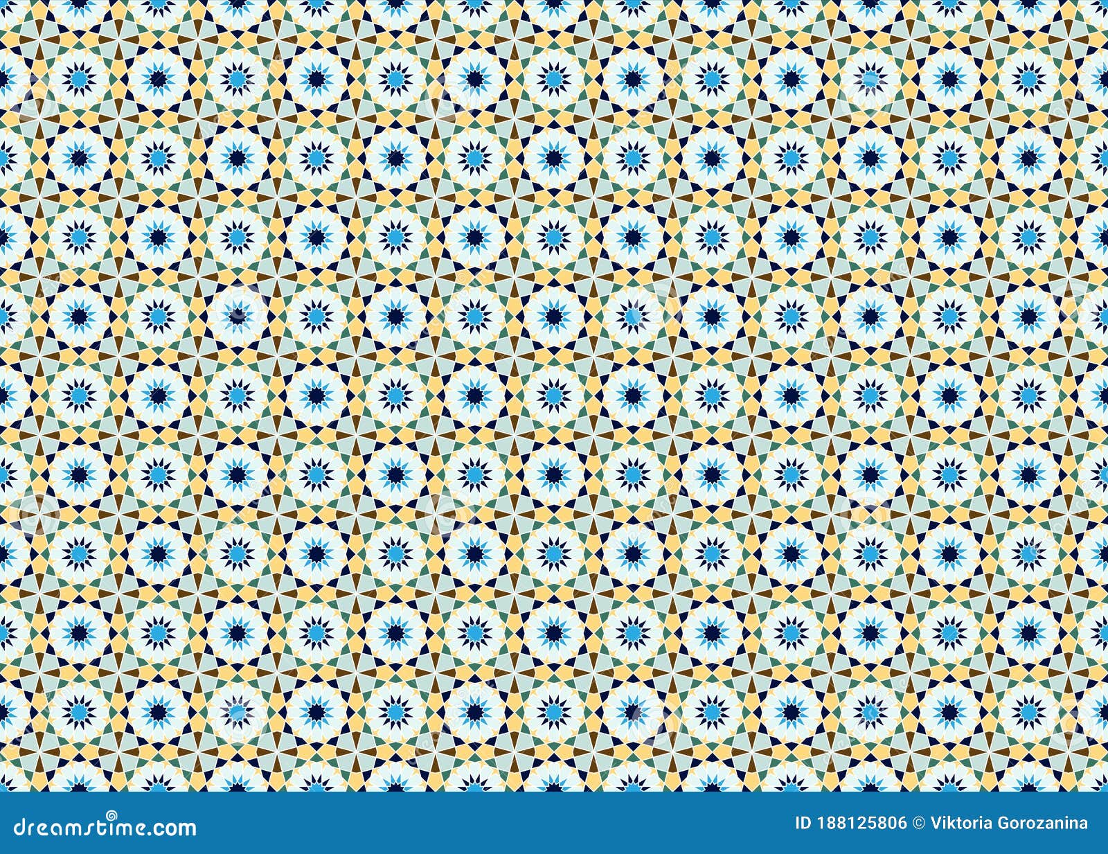 Classic Islamic Seamless Pattern. Vector Moroccan Mosaic Tile. Blue ...