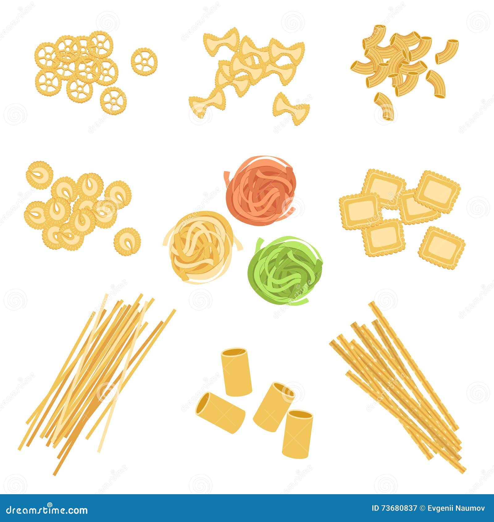 Pasta Types And Forms Realistic Vector Set | CartoonDealer.com #101219791