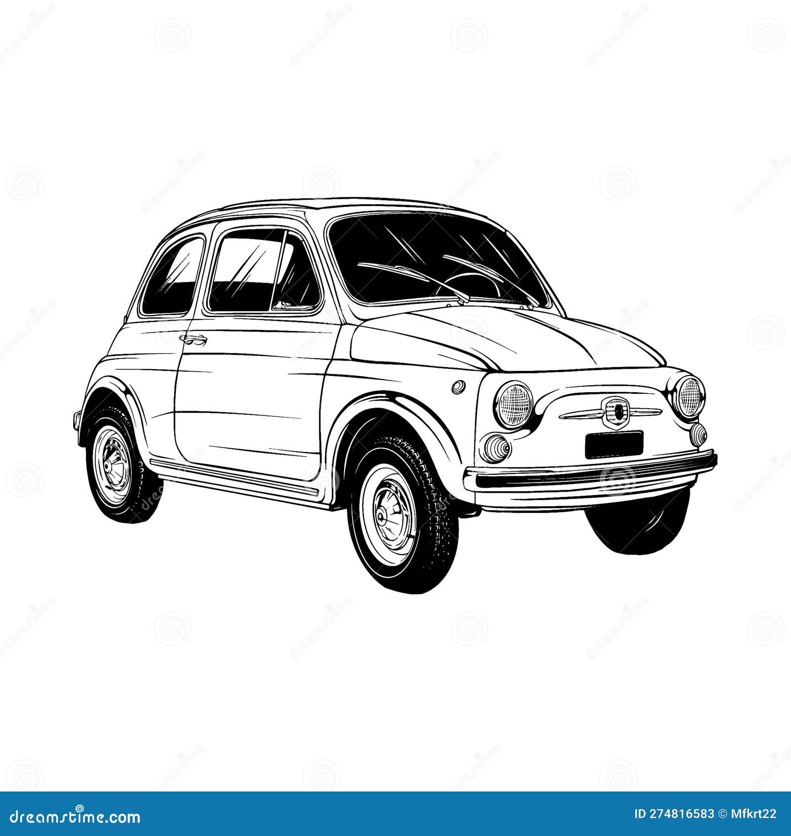 Classic Italian Supermini Car Illustration Vector Line Art Stock Vector ...